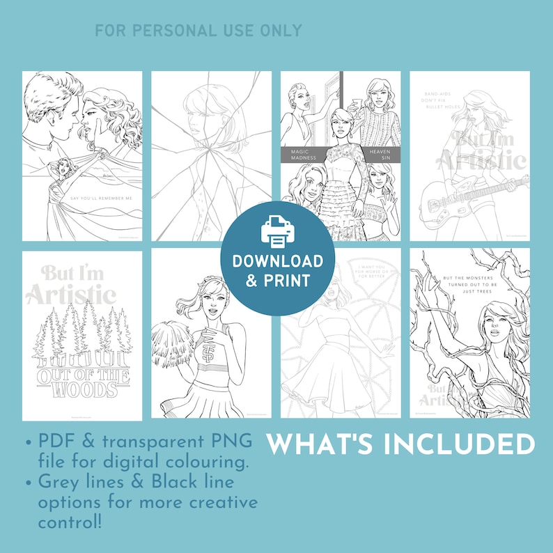 Version 89 Ultimate Pop Music Coloring Book, Taylor Inspired Coloring ...