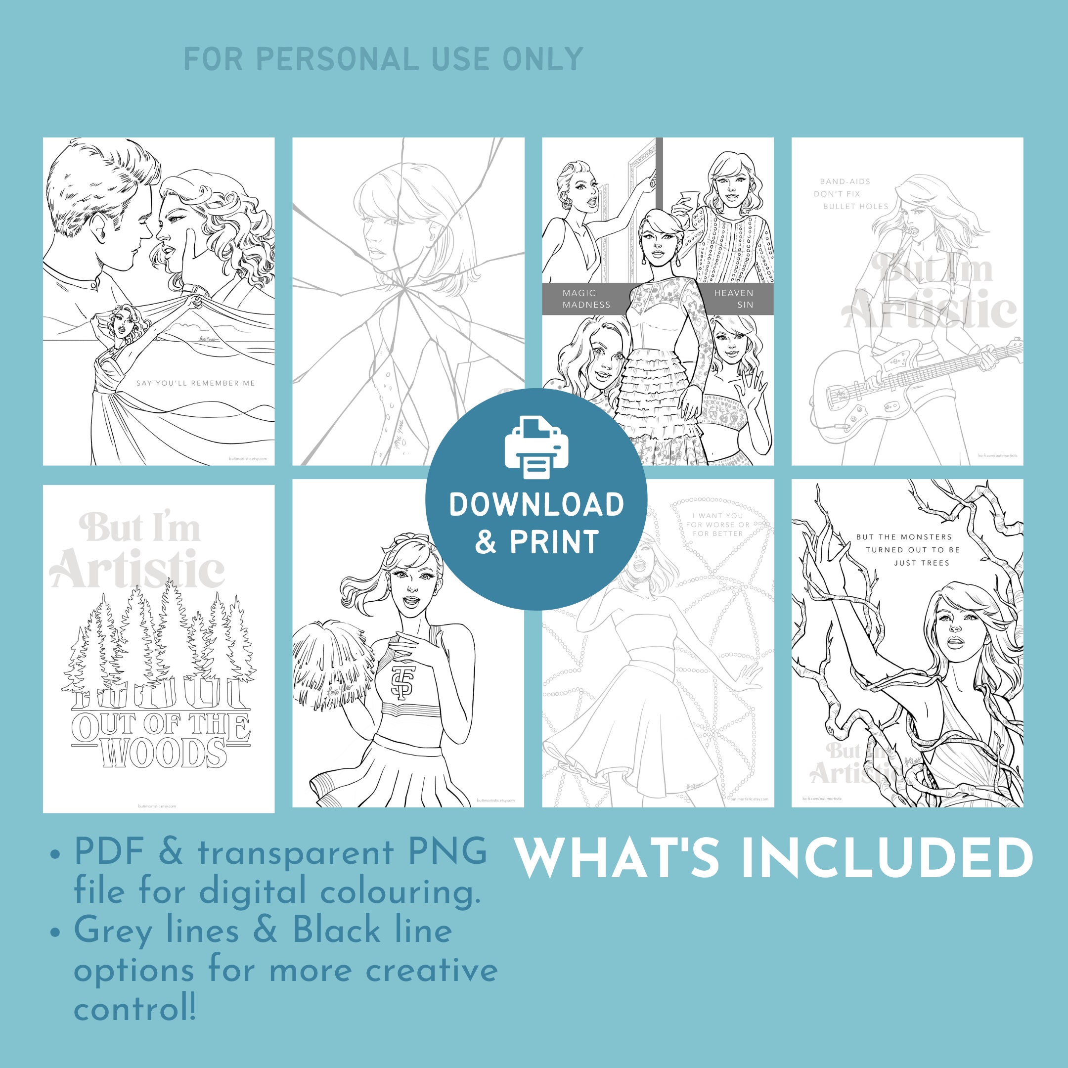 Version 89 Ultimate Pop Music Coloring Book, Taylor Inspired Coloring ...