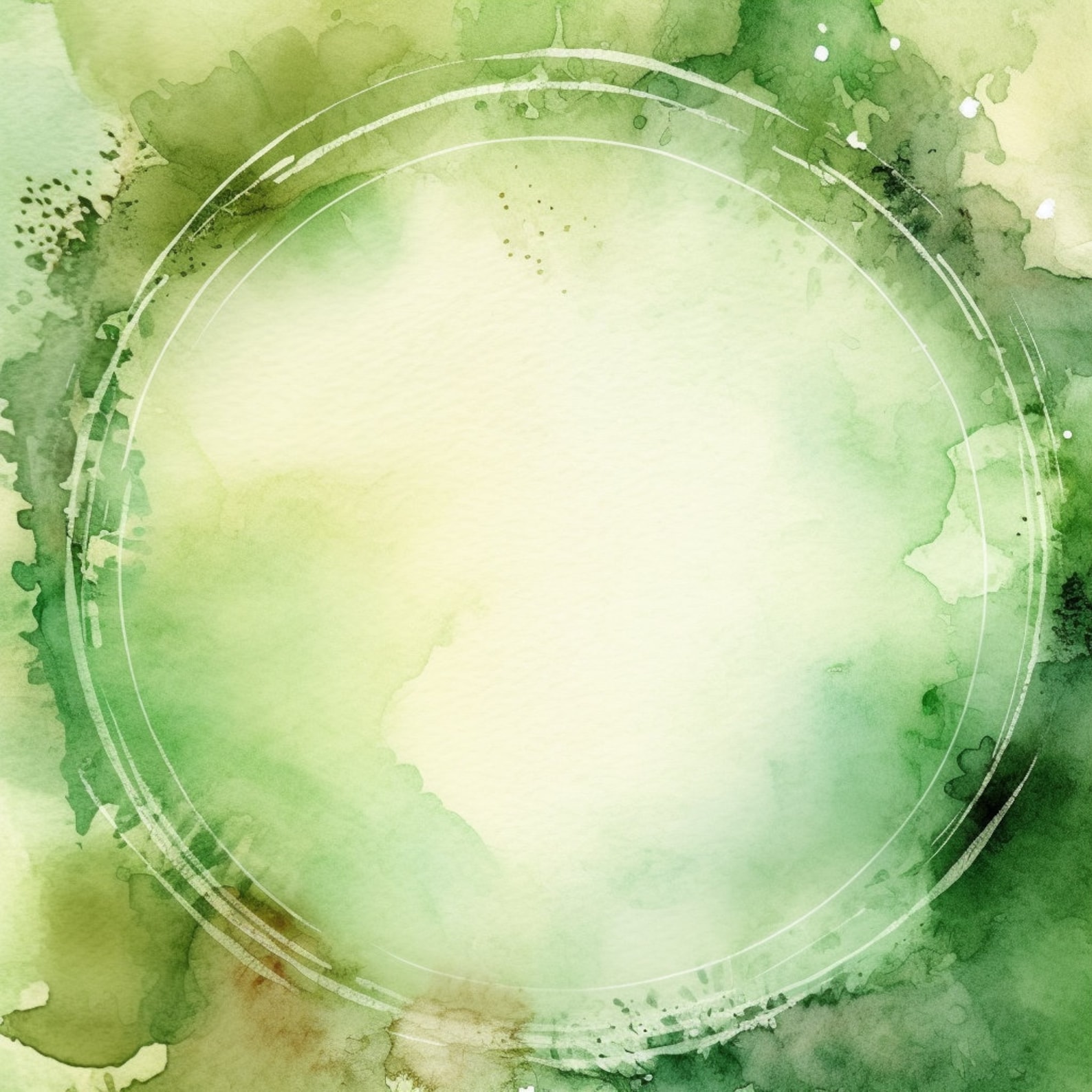 Green Watercolor Circle Frames, Watercolor Texture Backgrounds ...