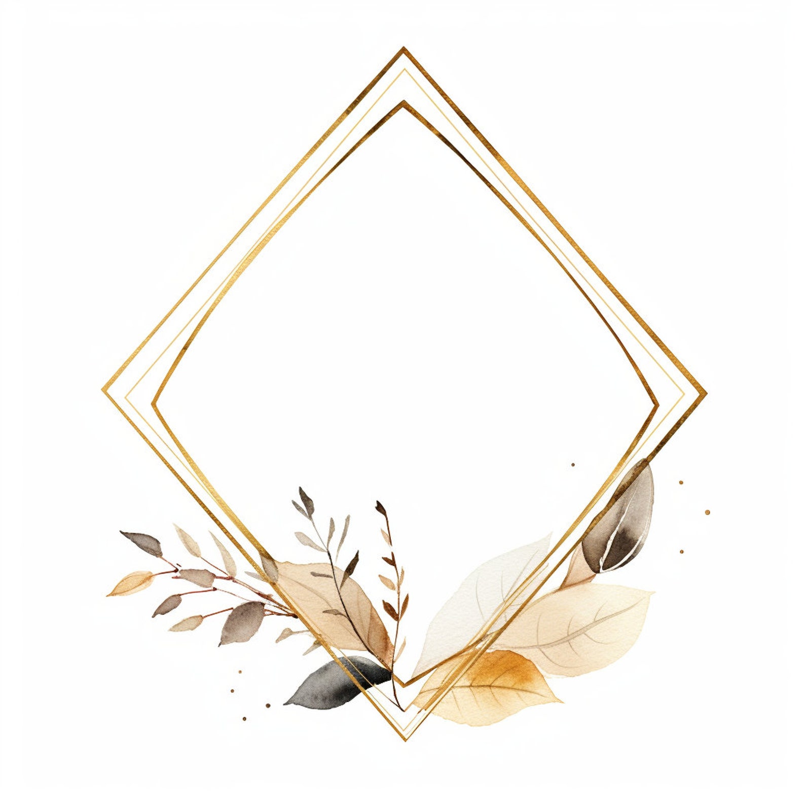 Elegant Gold Frame 8 Clipart PNG- Geometric Golden Frames for Weddings ...