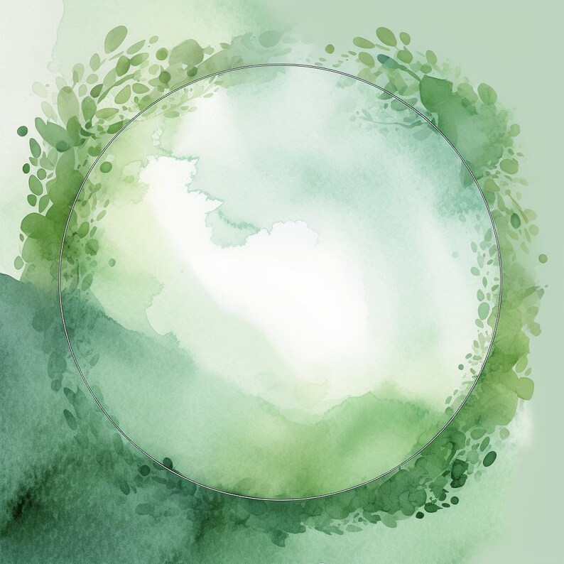 Green Watercolor Circle Frames, Watercolor Texture Backgrounds ...