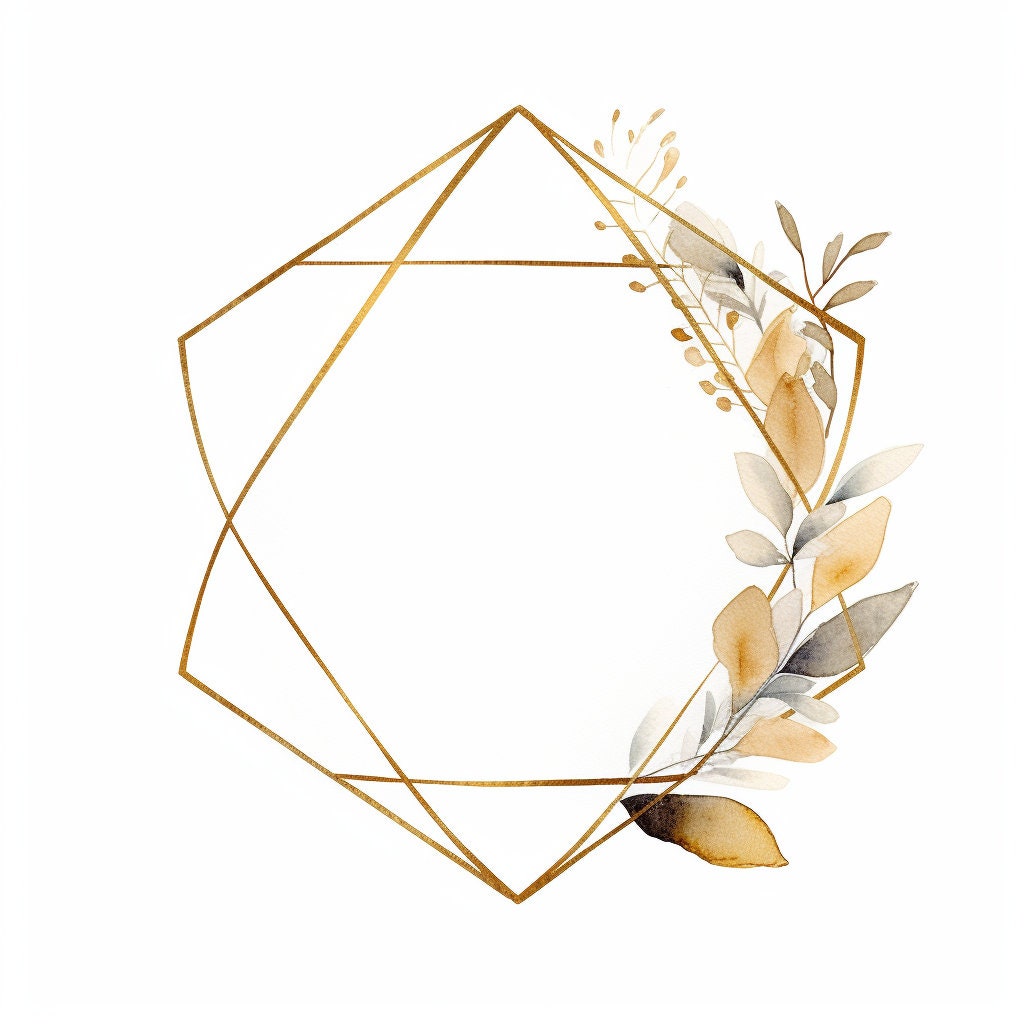 Elegant Gold Frame 2 Clipart PNG- Geometric Golden Frames for Weddings ...
