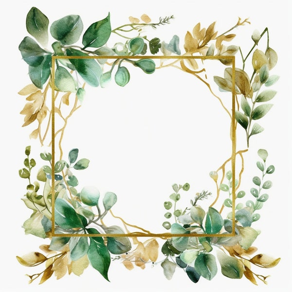 Gold Greenery Clipart - Etsy