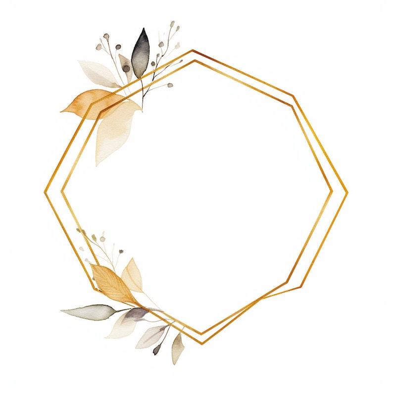 Elegant Gold Frame 5 Clipart PNG- Geometric Golden Frames for Weddings ...