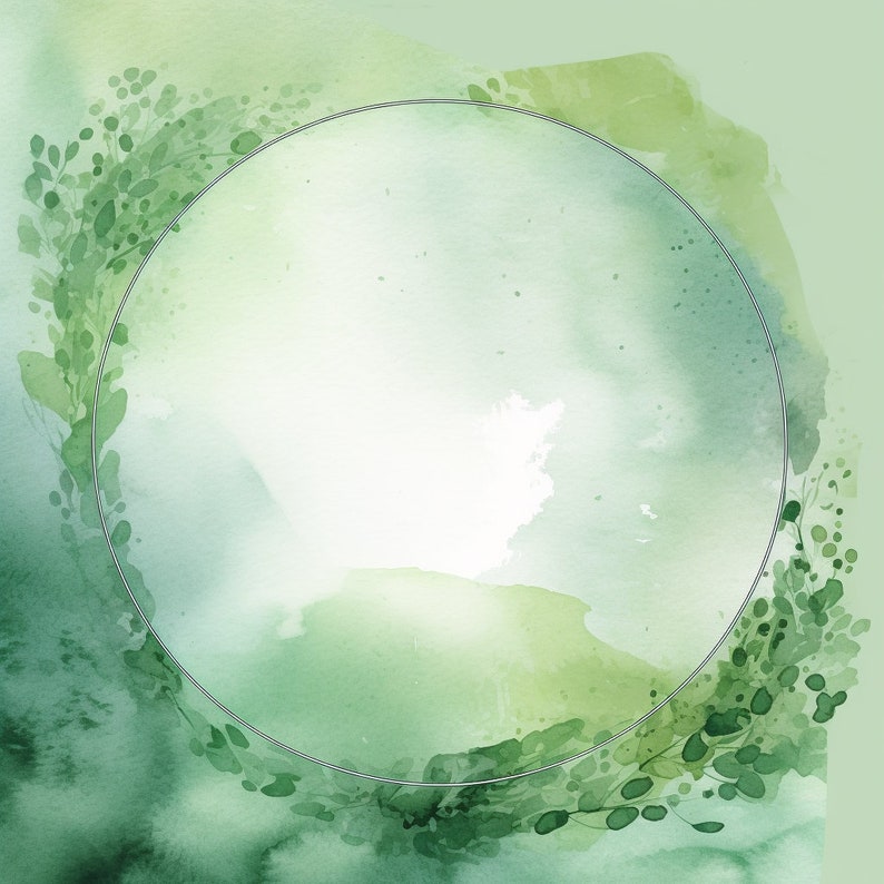 Green Watercolor Circle Frames, Watercolor Texture Backgrounds ...