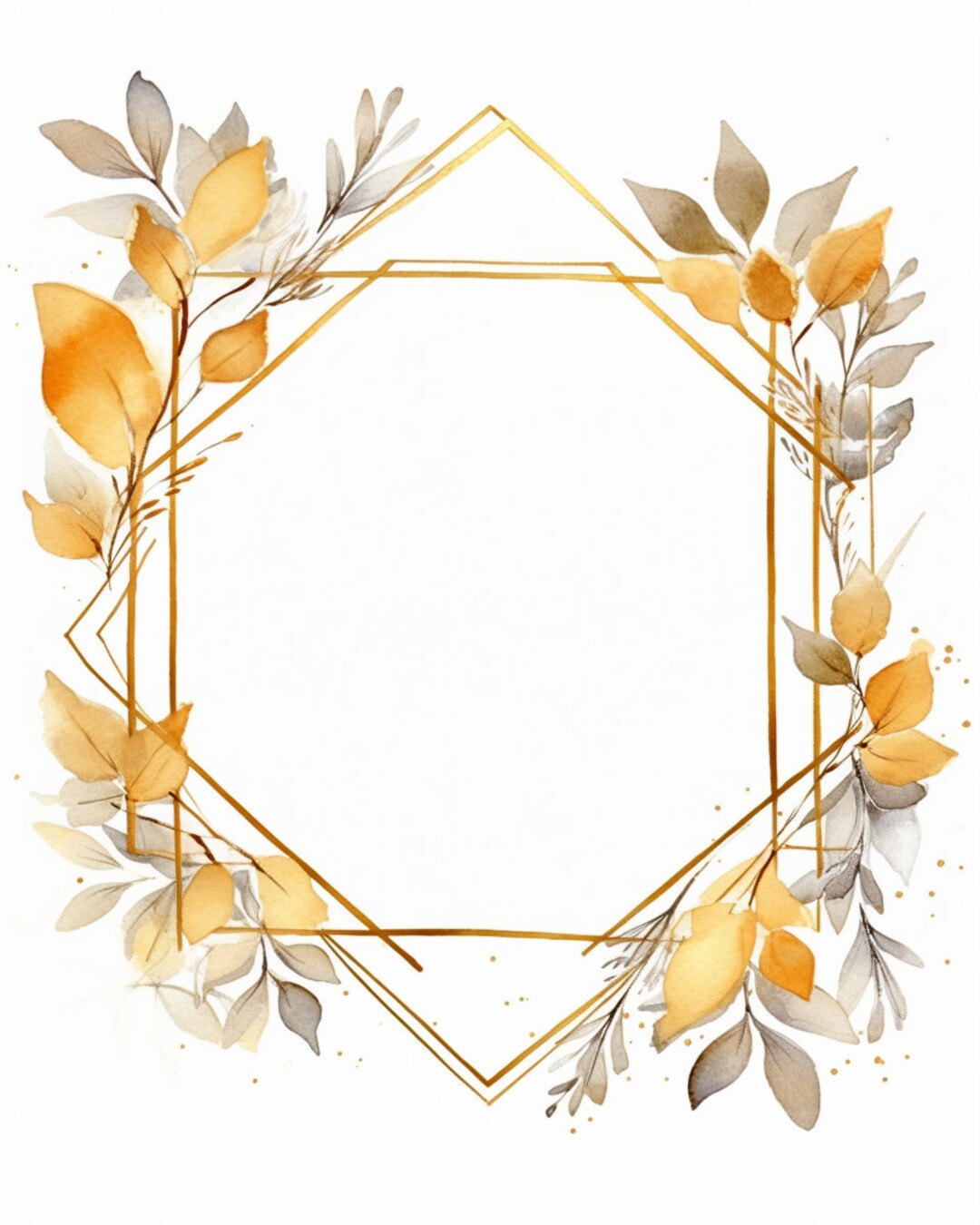 Elegant Gold Frame 11 Clipart PNG- Geometric Golden Frames for Weddings ...