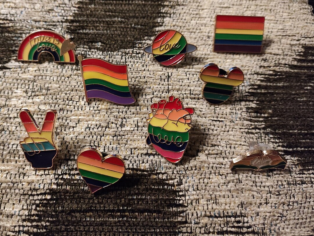 Enamel Pride Pins 9 Variants Hands Love Heart Pride Flag Colorfull ...