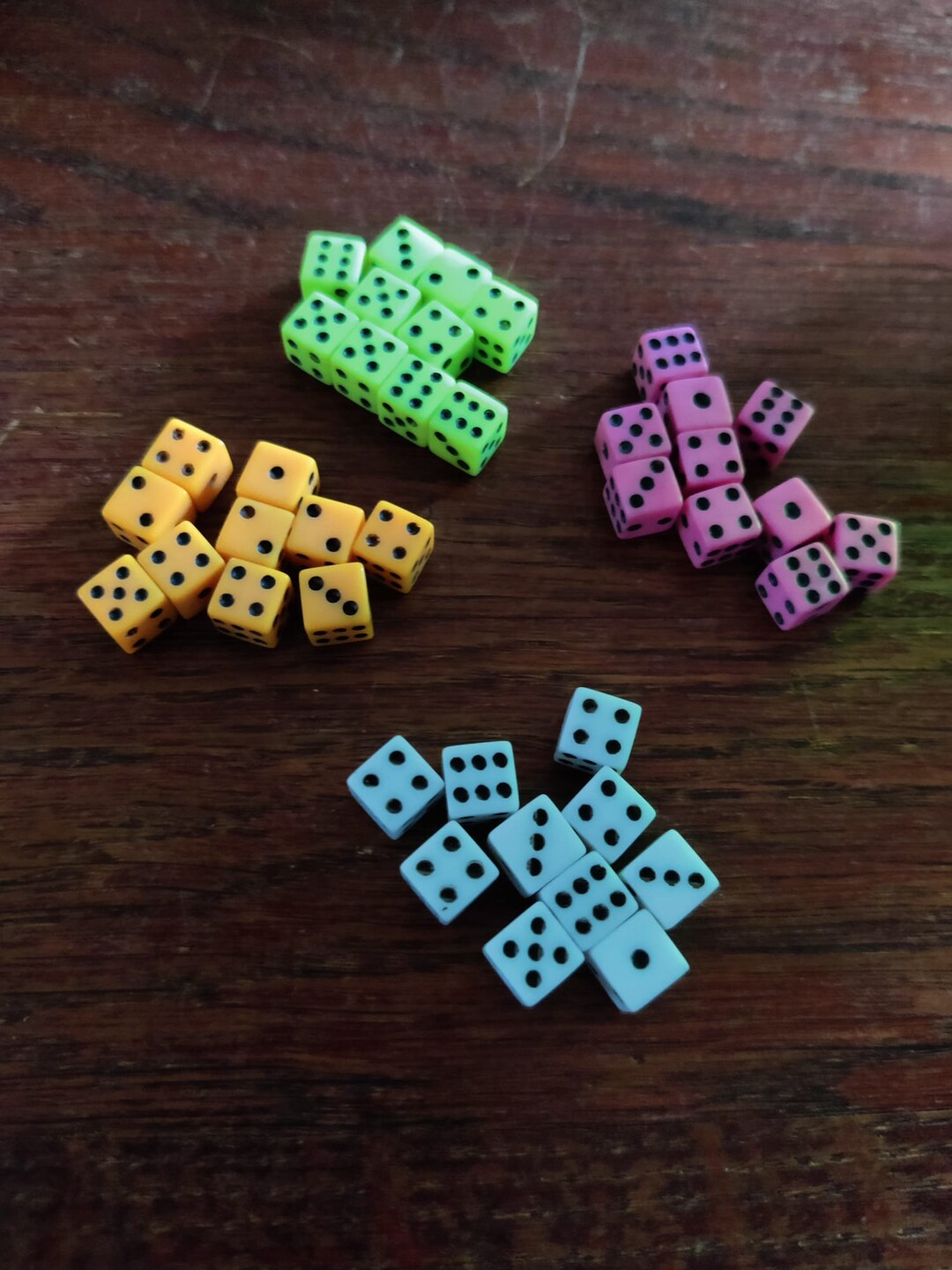 Small Dice 8mm, White, Pink, Orange and Green - Etsy