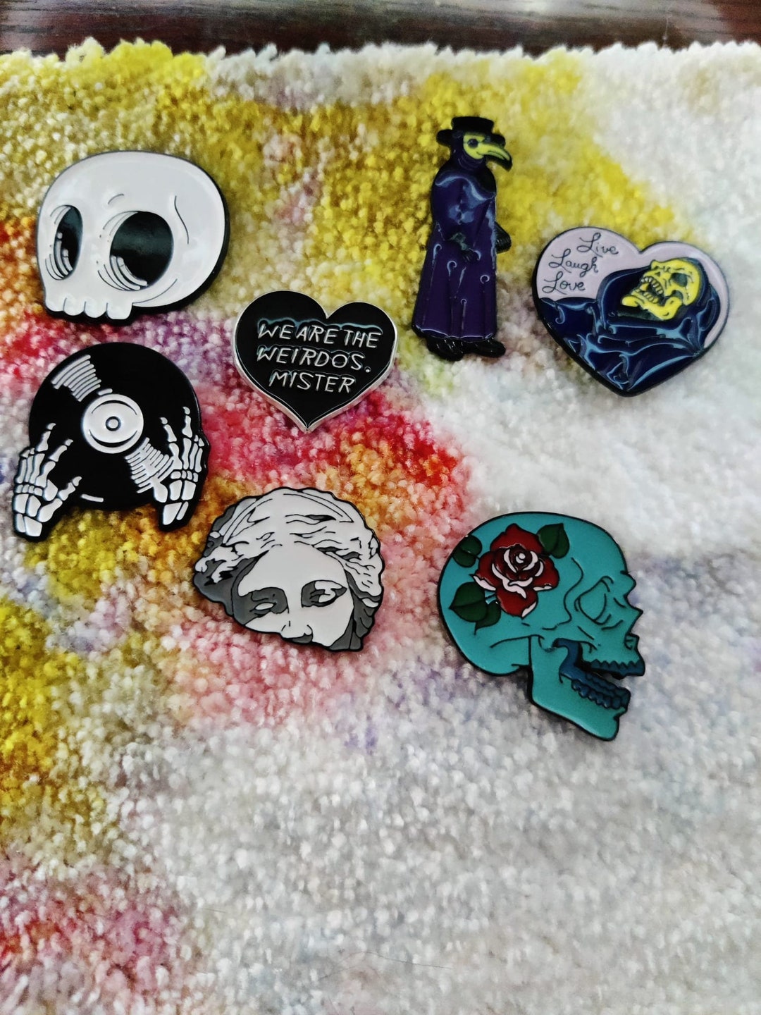 Death Enamel Pins Skull Pin Heart Pin Vinyl Pin Ha Ha Ha Pin Skull With ...