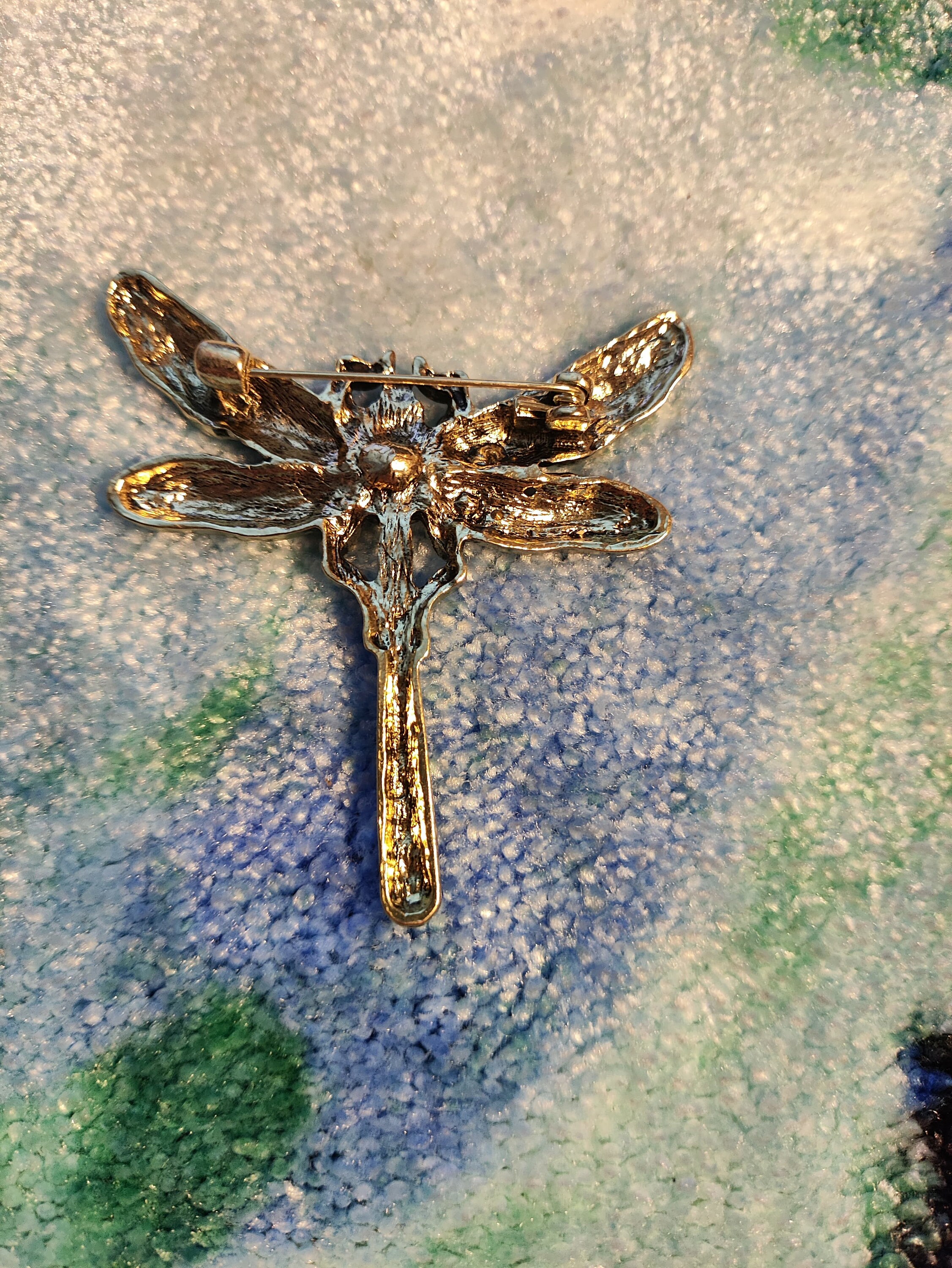 Blue Dragonfly Brooch Pin Detailed Glitter Beautiful Blue Insect Gift ...