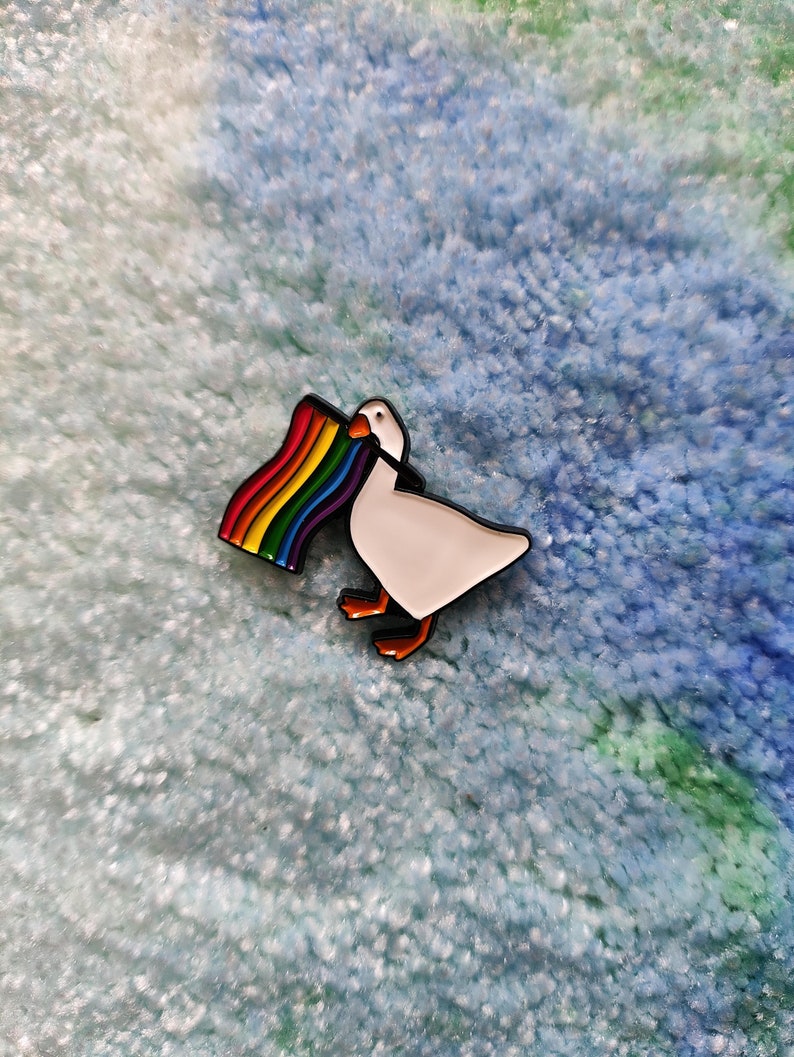 Cute Animal Pins Holding Rainbow Flag Goose Cat Frog - Etsy