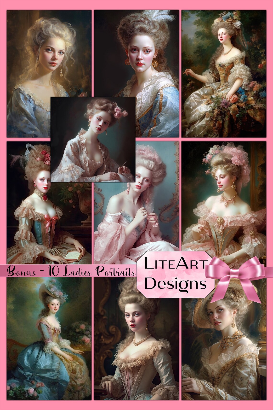 30 Fine Art Rococo Backgrounds Bonus of 10 Rococo Ladies Portraits ...