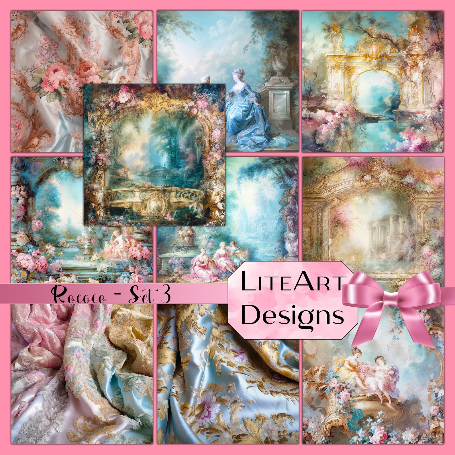 30 Fine Art Rococo Backgrounds Bonus of 10 Rococo Ladies Portraits ...
