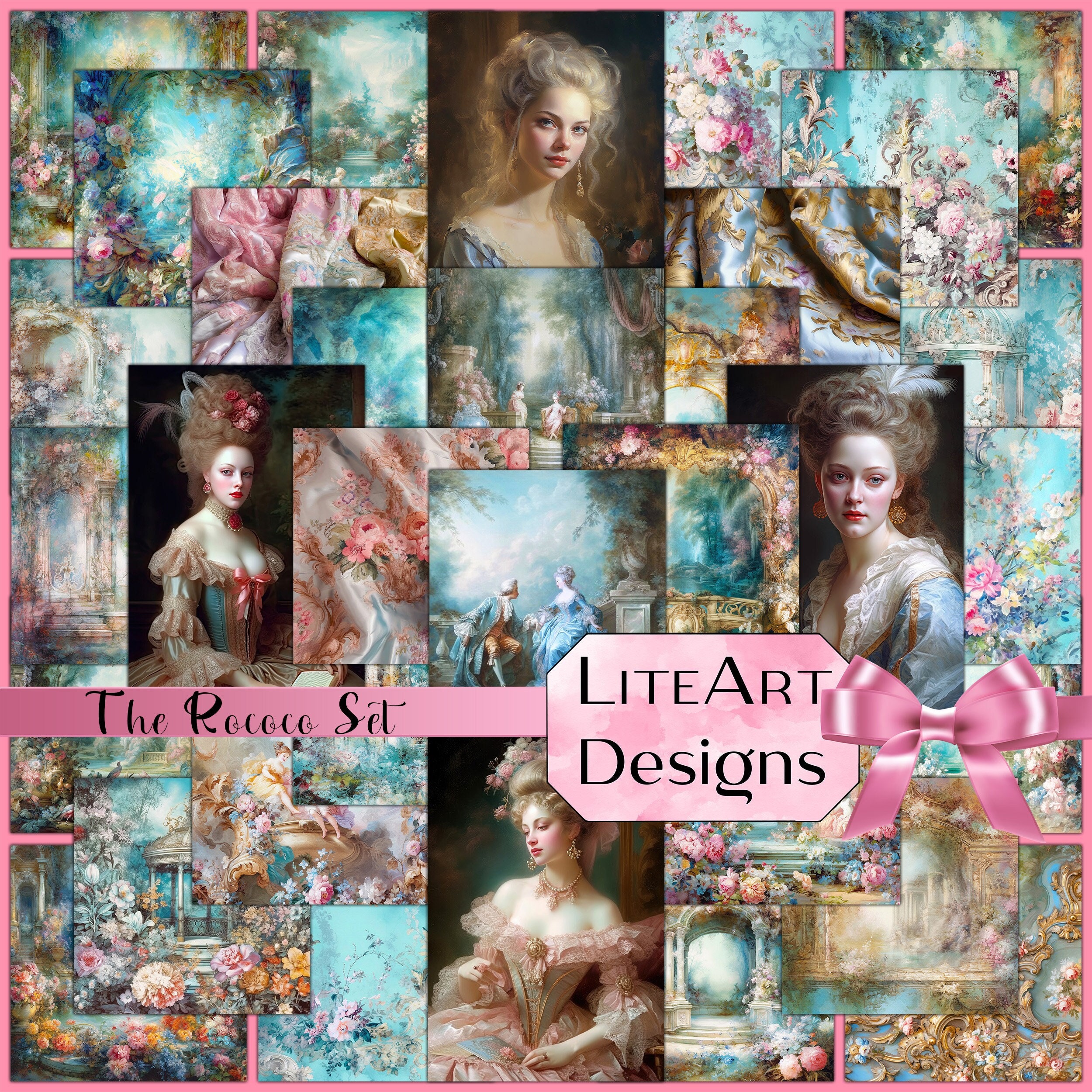 30 Fine Art Rococo Backgrounds Bonus of 10 Rococo Ladies Portraits ...