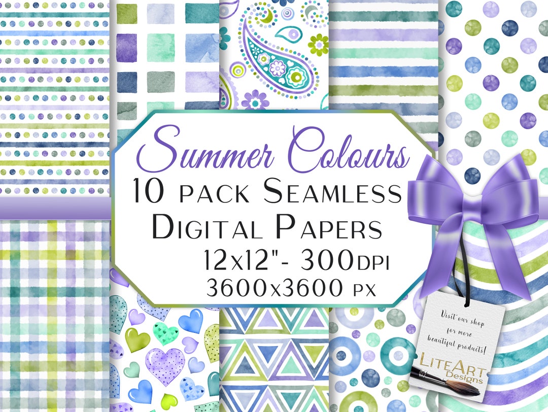 10 Digital Seamless Patterns – PROVENCE Summer Watercolors - Digital ...