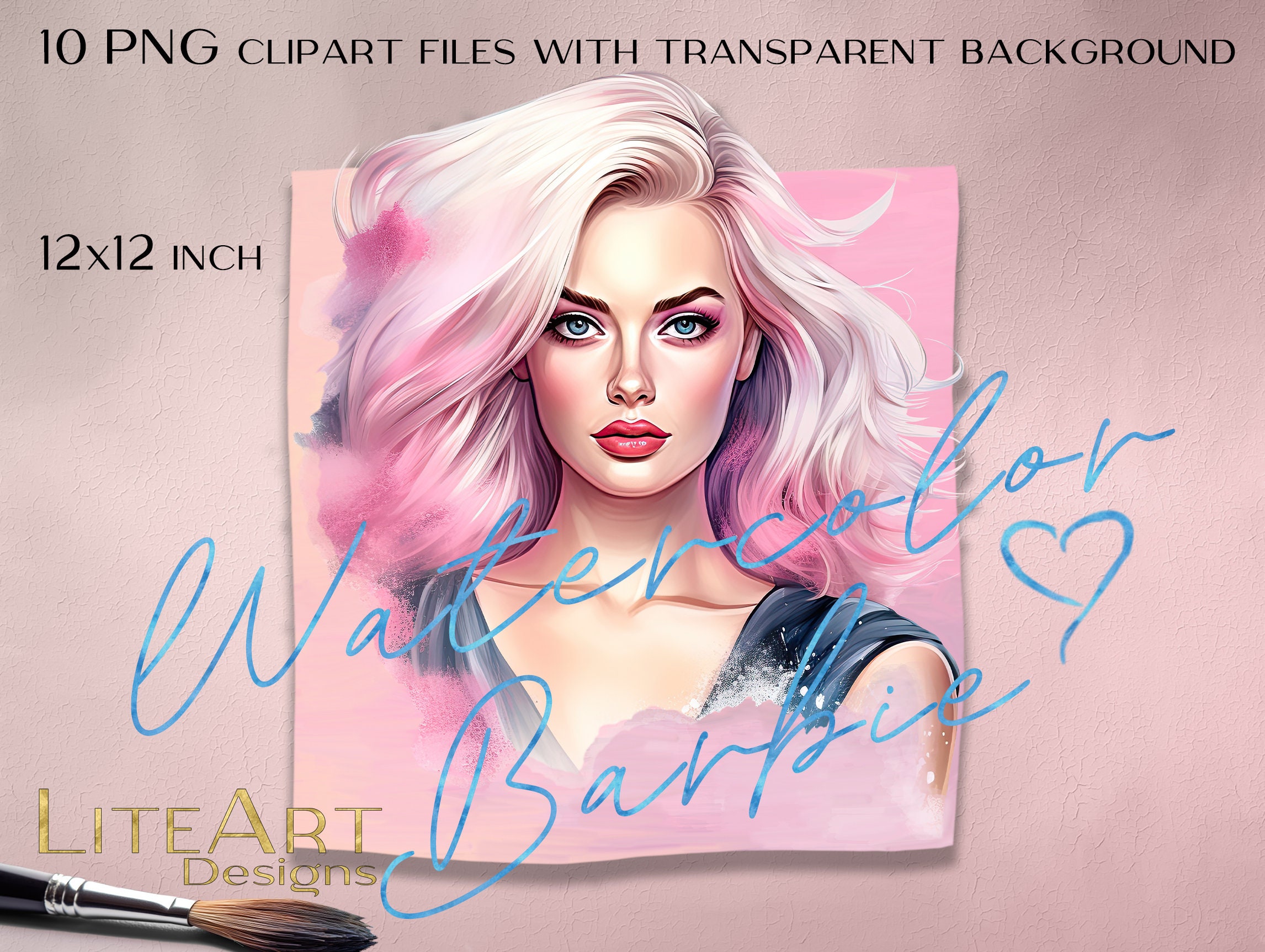 Watercolor Barbie Clipart Pink Girls PNG 10 Pack High - Etsy Canada