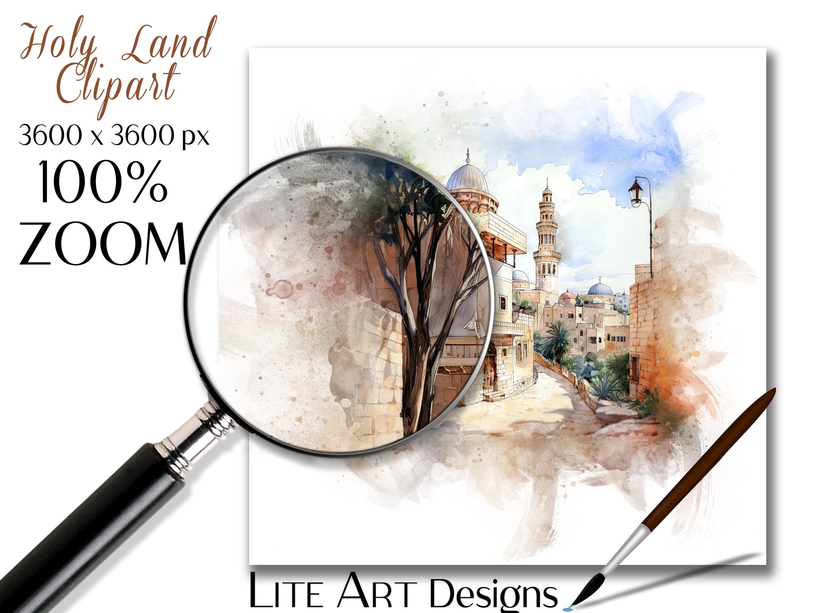 12 Holy Land Pngs–watercolors Scenes,clipart/papers,transparent Bg ...