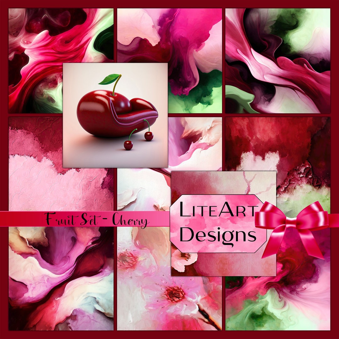 10 Cherry High Resolution JPEGS + Bonus 1 Art Item. Digital Backgrounds ...