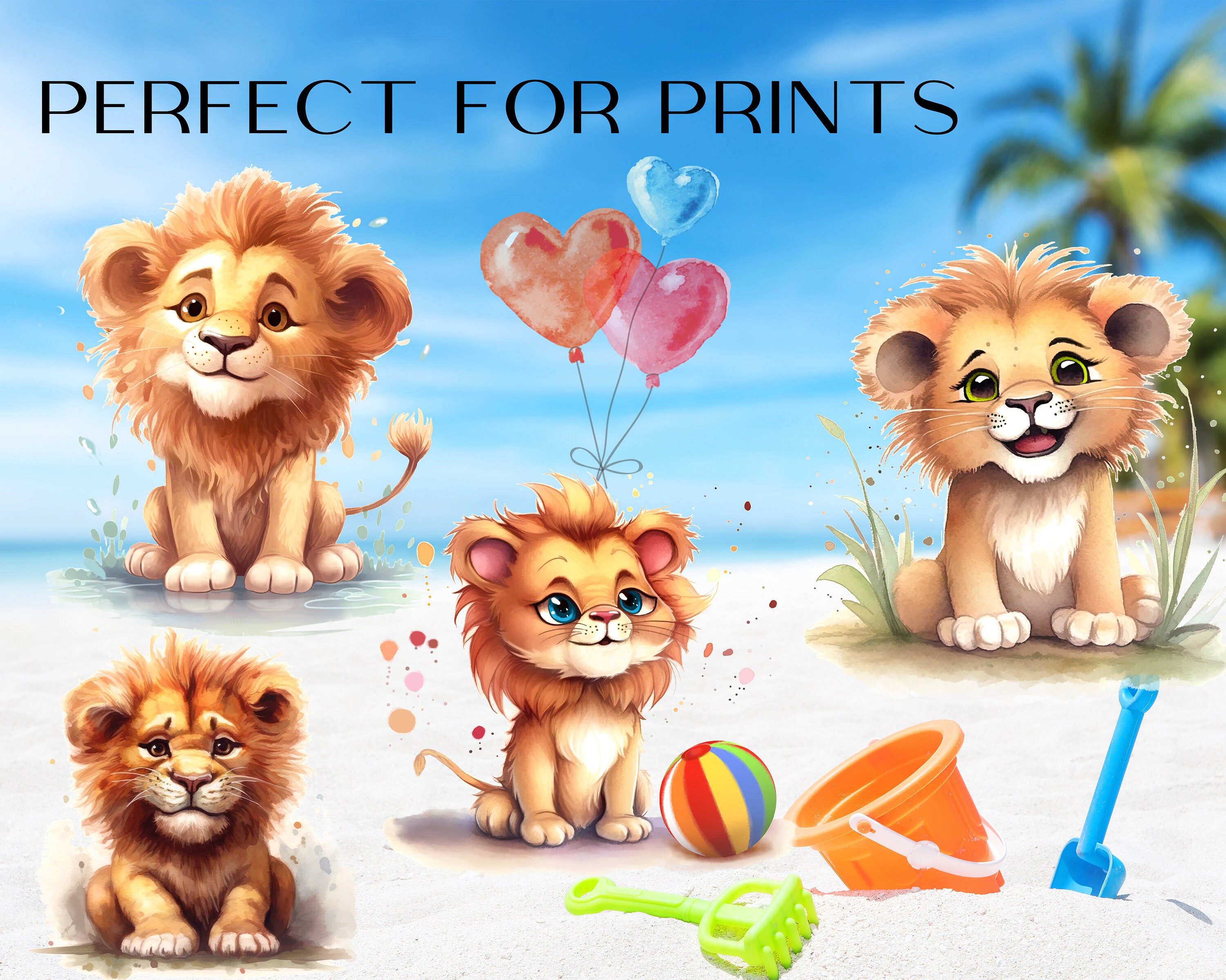 LEO: 21 Watercolor Baby Lions - Clipart, Transparent Background Pngs ...
