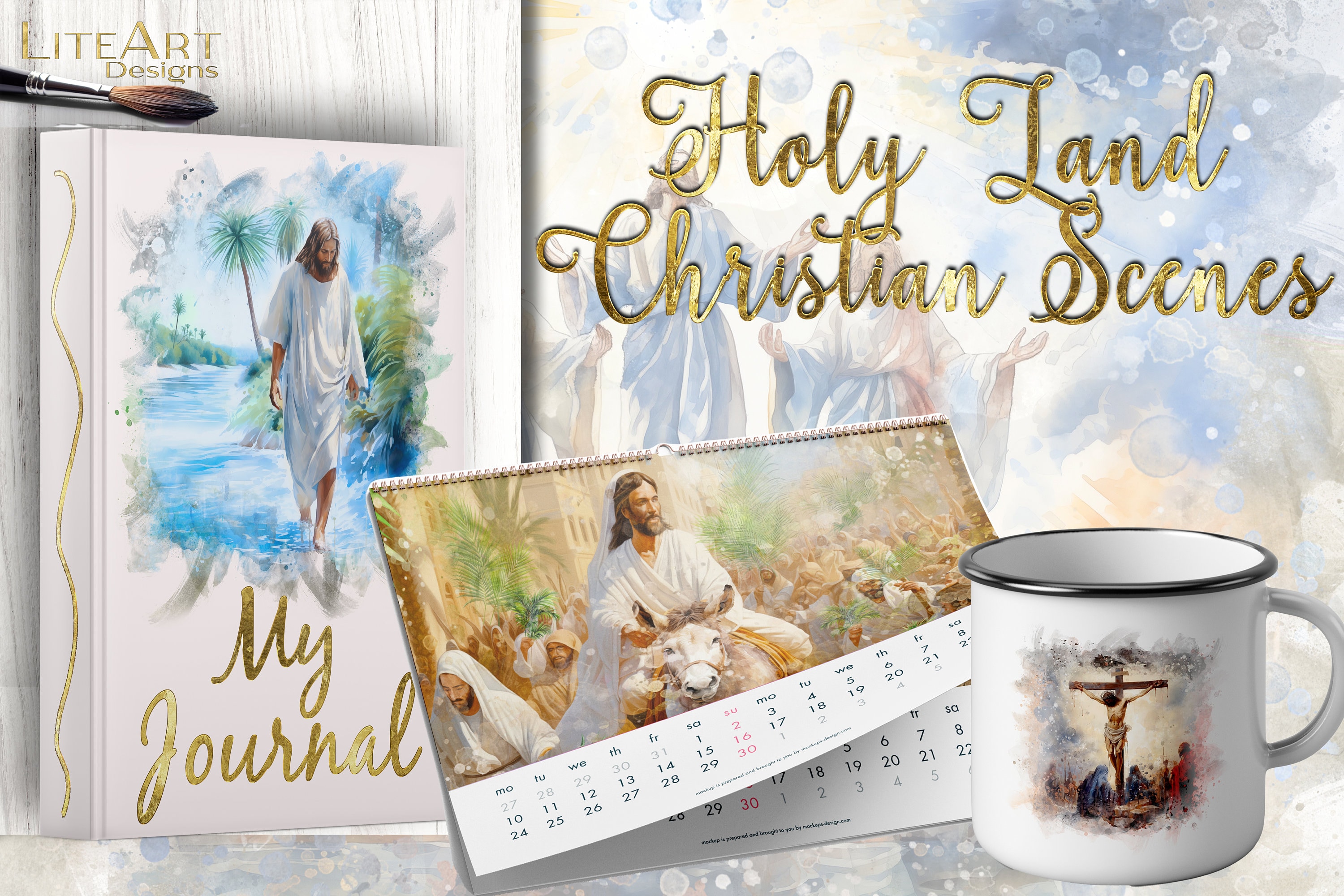 16 Holy Land Christian Scenes Pngs–watercolors,cliparts,papers ...