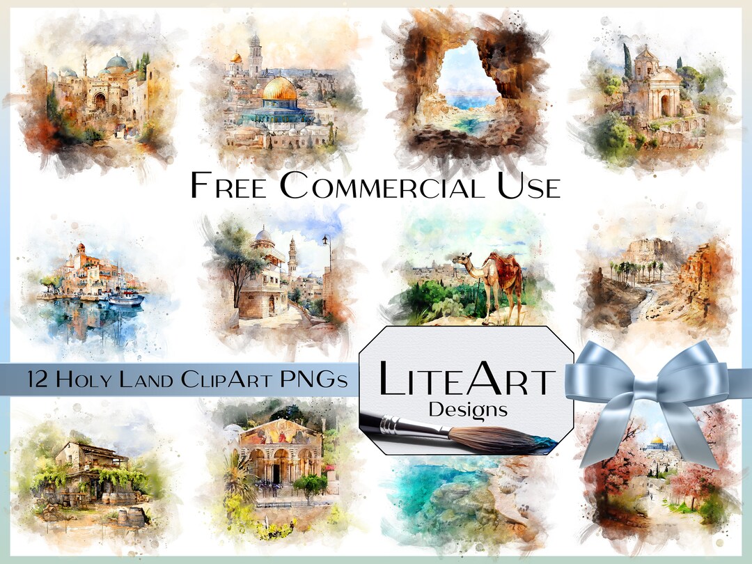 12 Holy Land Pngs–watercolors Scenes,clipart/papers,transparent Bg ...