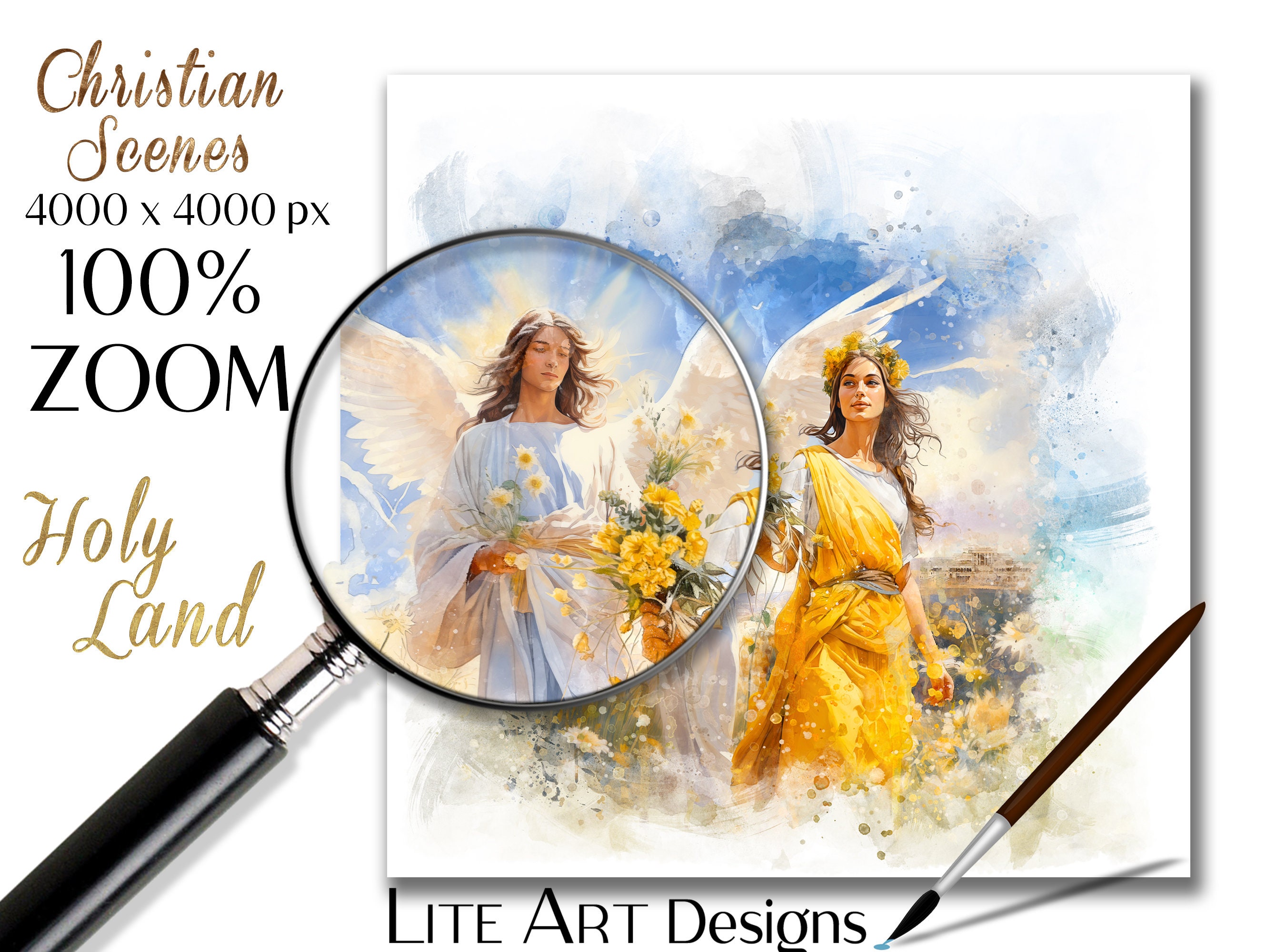 16 Holy Land Christian Scenes Pngs–watercolors,cliparts,papers ...