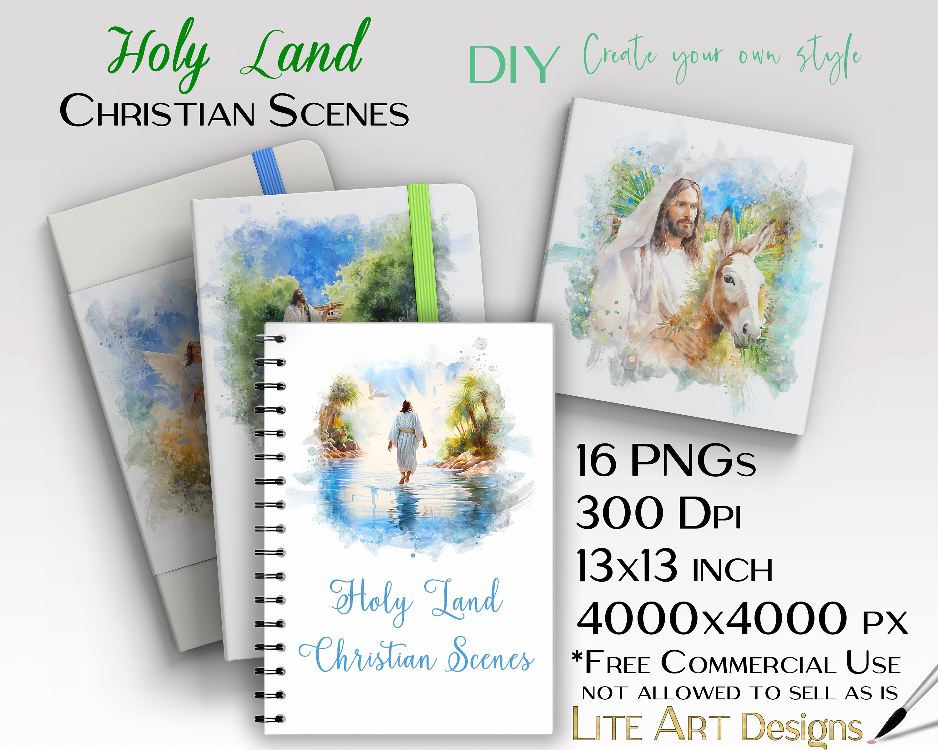 16 Holy Land Christian Scenes Pngs–watercolors,cliparts,papers ...