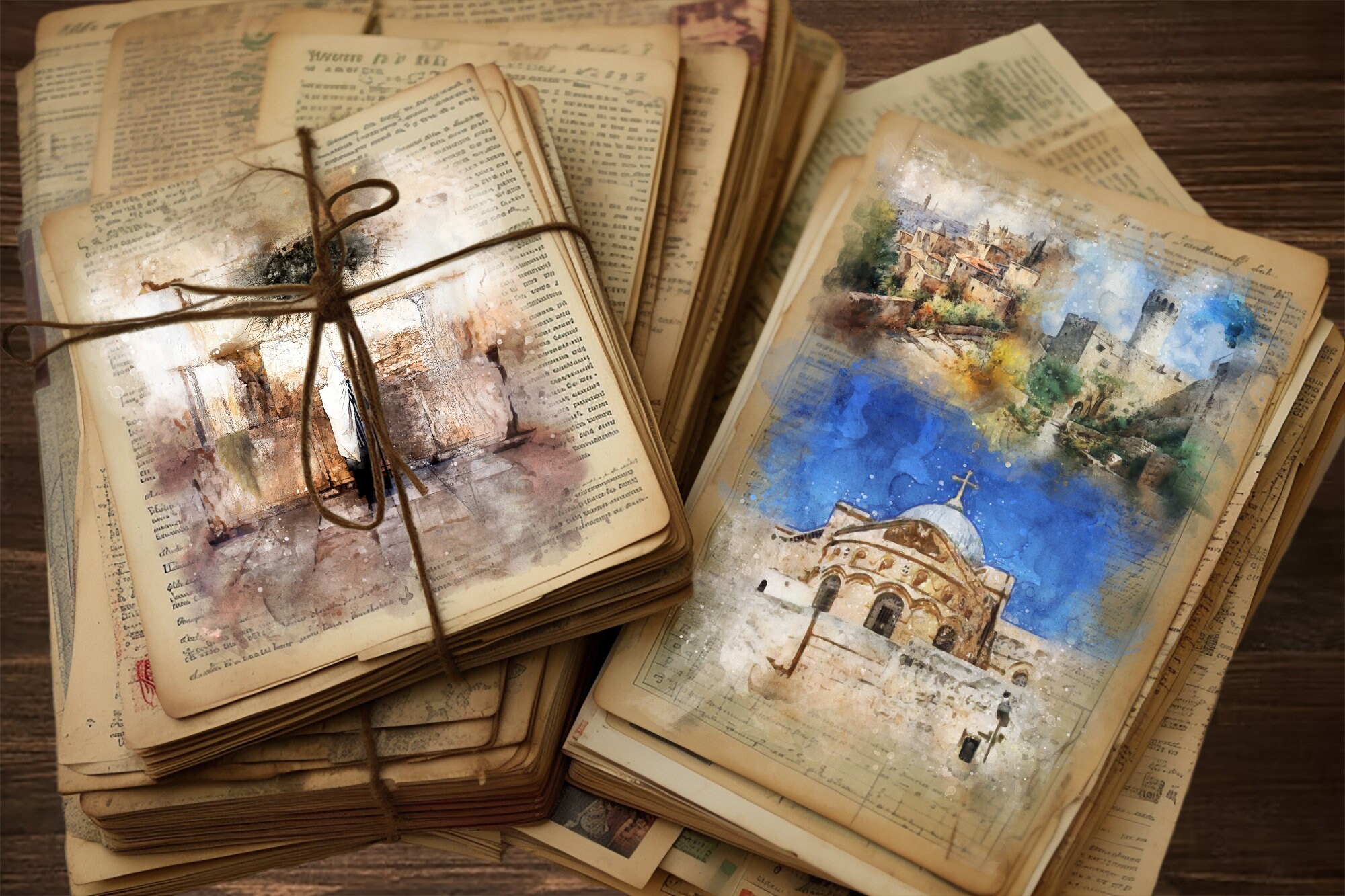 Jerusalem Postcards Watercolor Pngs – 12 Scenes of Jerusalem ...