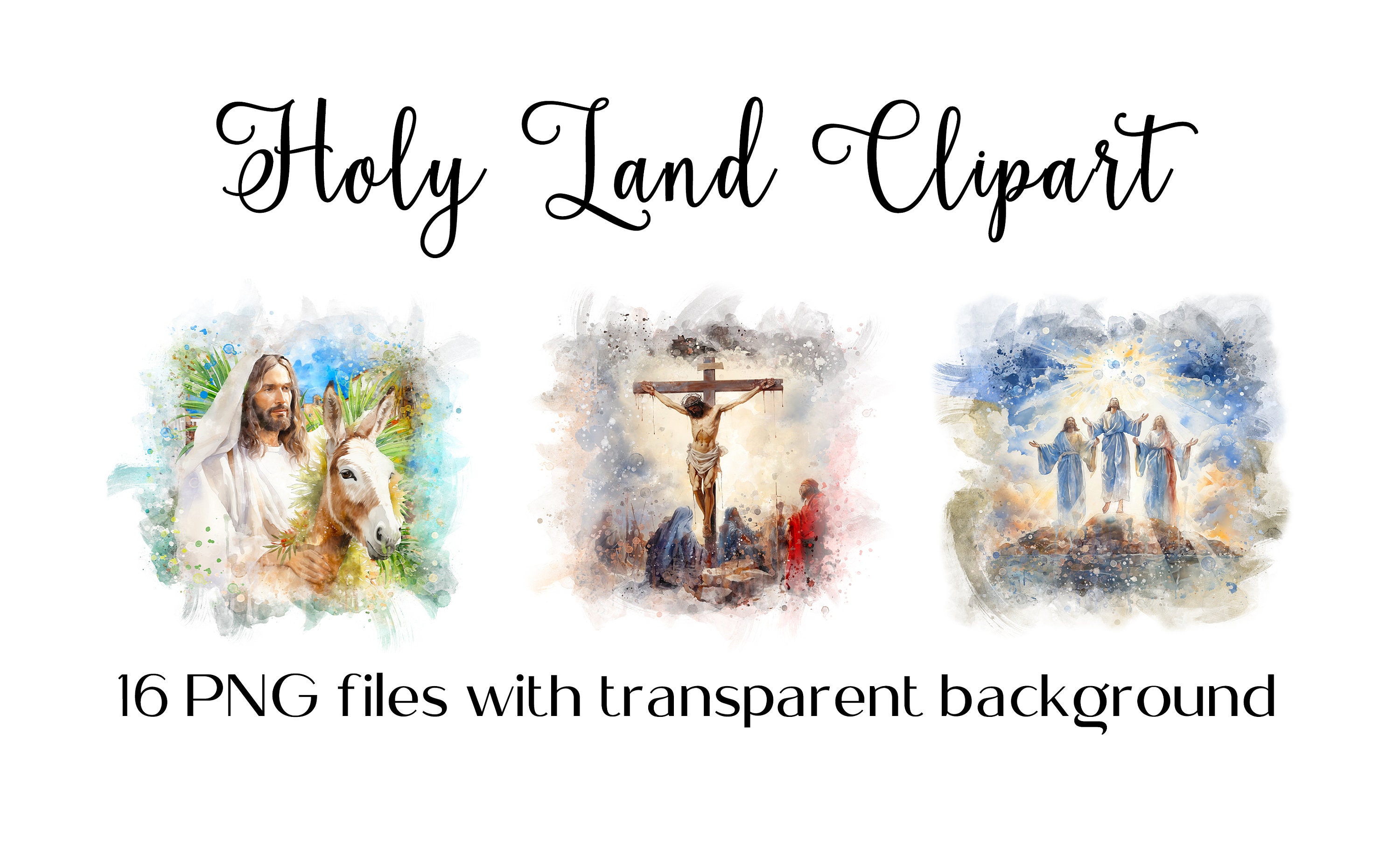 16 Holy Land Christian Scenes Pngs–watercolors,cliparts,papers ...