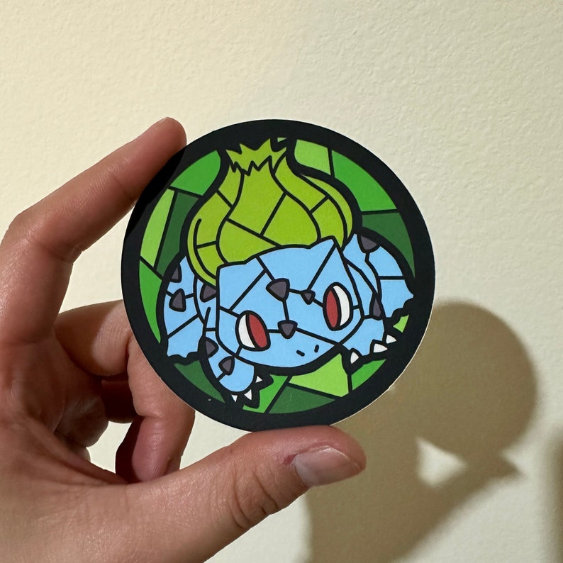 Bulbasaur Stained Glass Sticker - Etsy