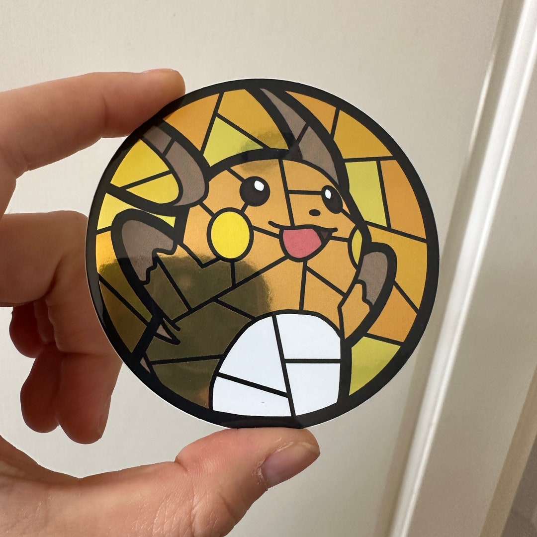 Raichu Stained Glass Sticker - Etsy