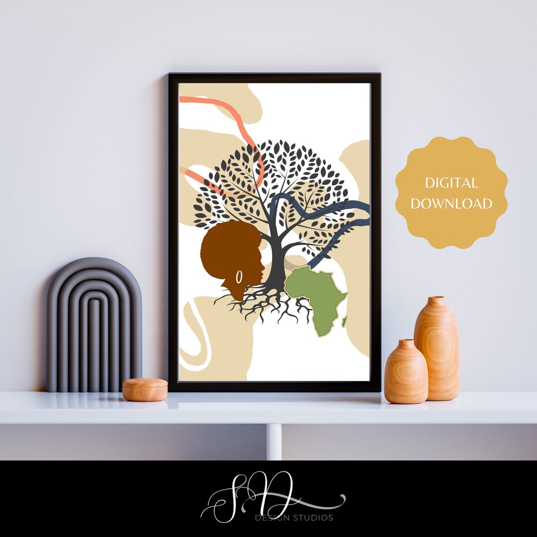 African Tree Art, Black Queen, Wall Art, Digital Download, African ...