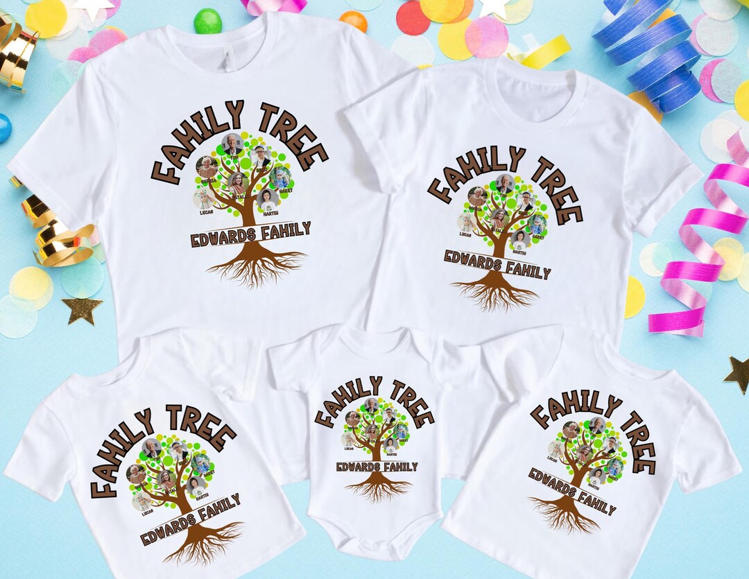 Personalized Family Tree T-shirt | Custom Name & Picture Tee | Family ...