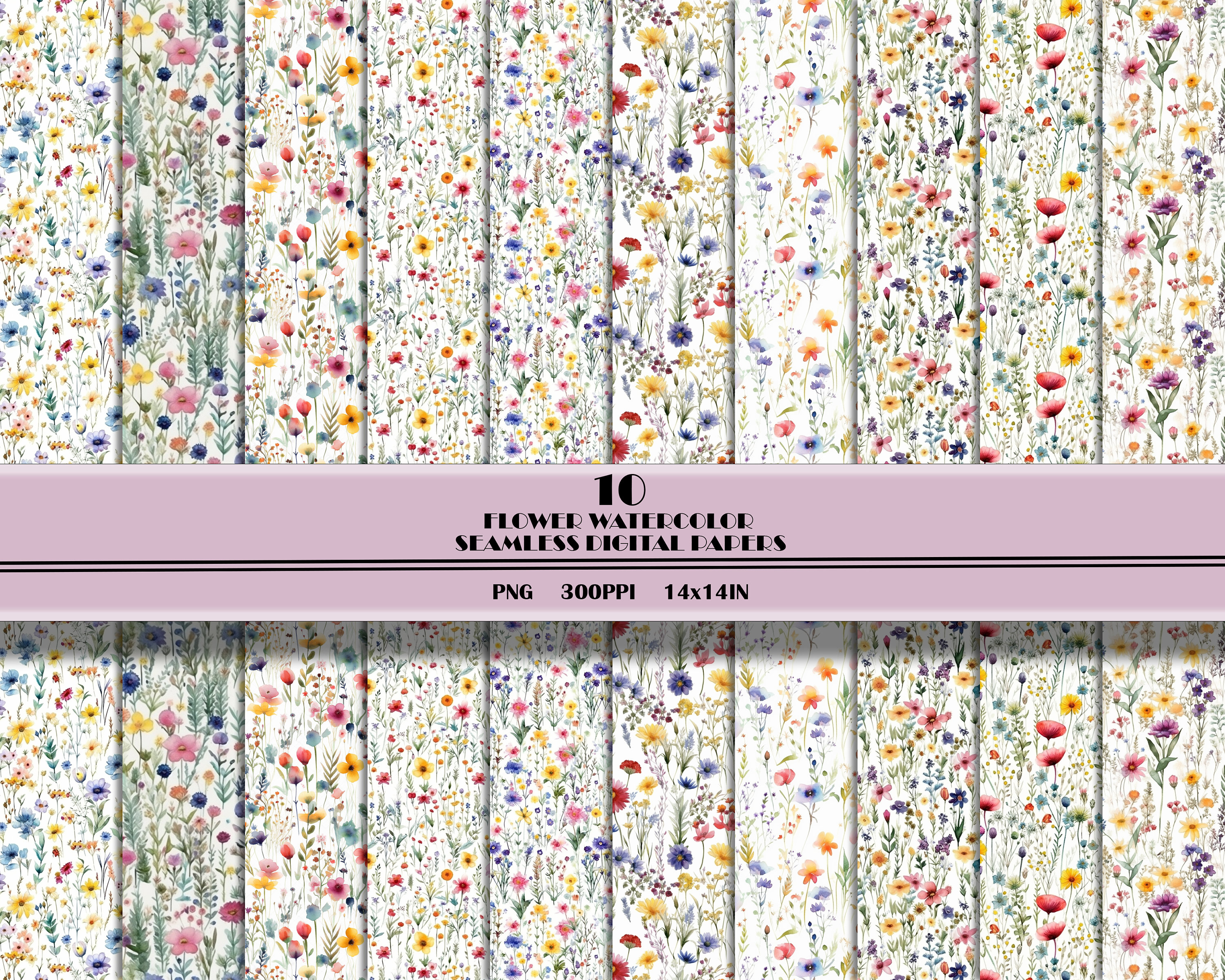 Floral Garden Delight Watercolor Flower Design Patterns - Etsy