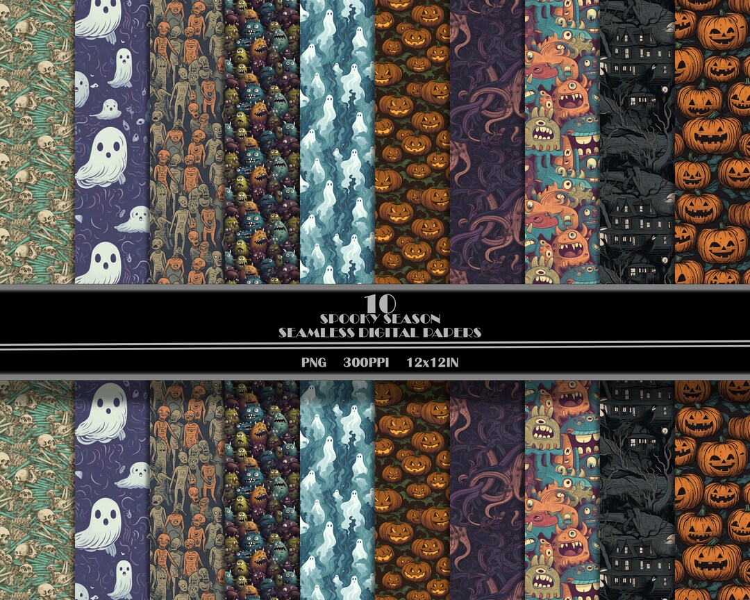 Seamless Spooky Fun Frenzy | Cartoonish Spooky Seamless Designs ...