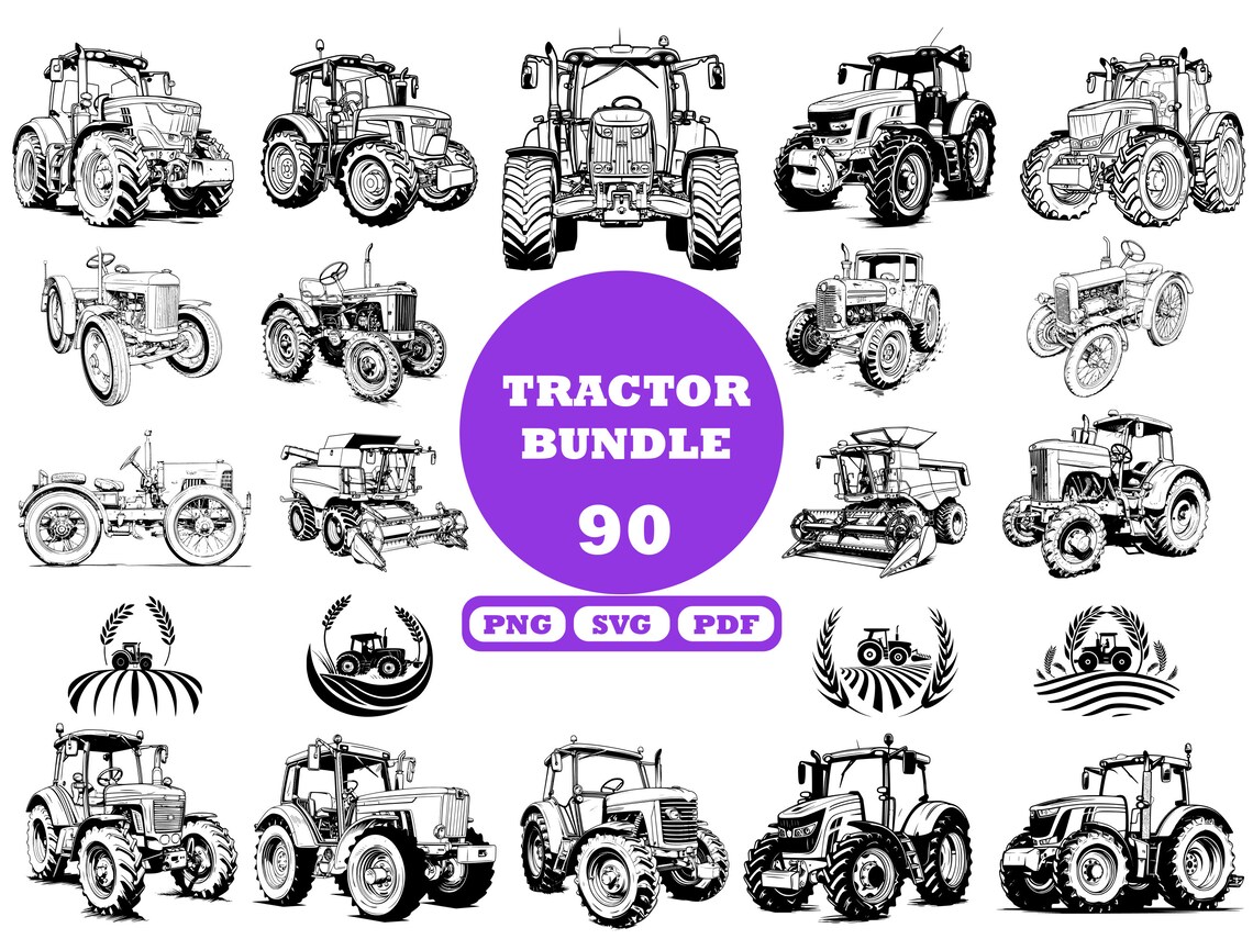Tractor SVG Bundle, Tractor PNG Bundle, Combine Clipart, Tractors ...