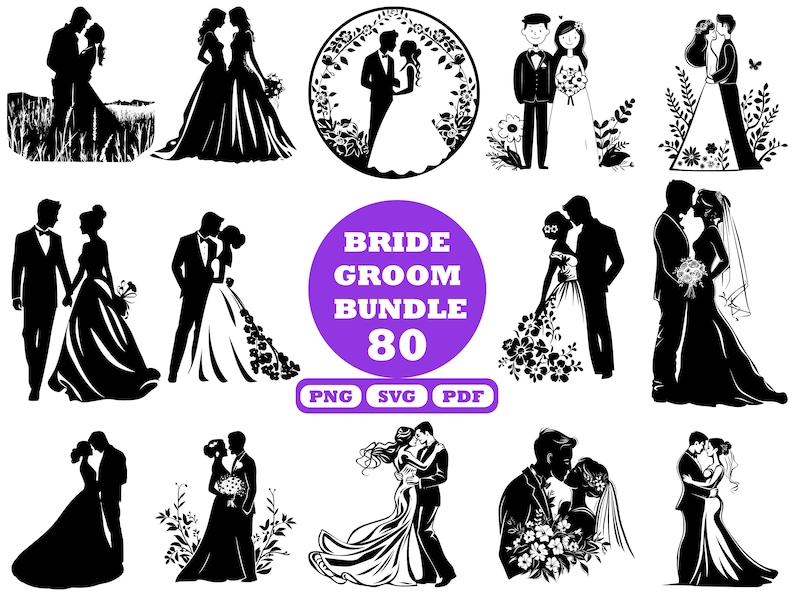 Bride and Groom SVG, Wedding Couple, Wedding SVG, Engagement Svg ...