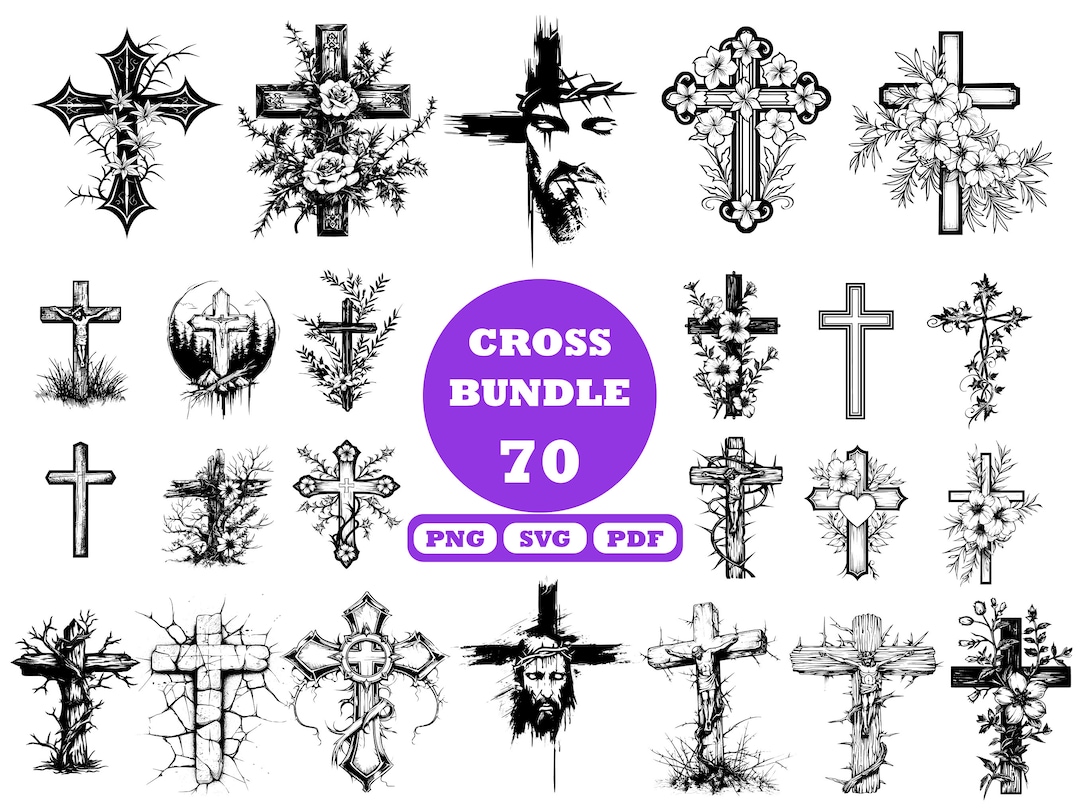 Cross Svg, Christian Cross Svg Bundle, Jesus Cross Png, Grunge Cross ...