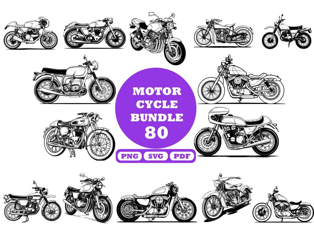Classic American Motorcycle SVG Bundle, Vintage Motorbike and Biker ...