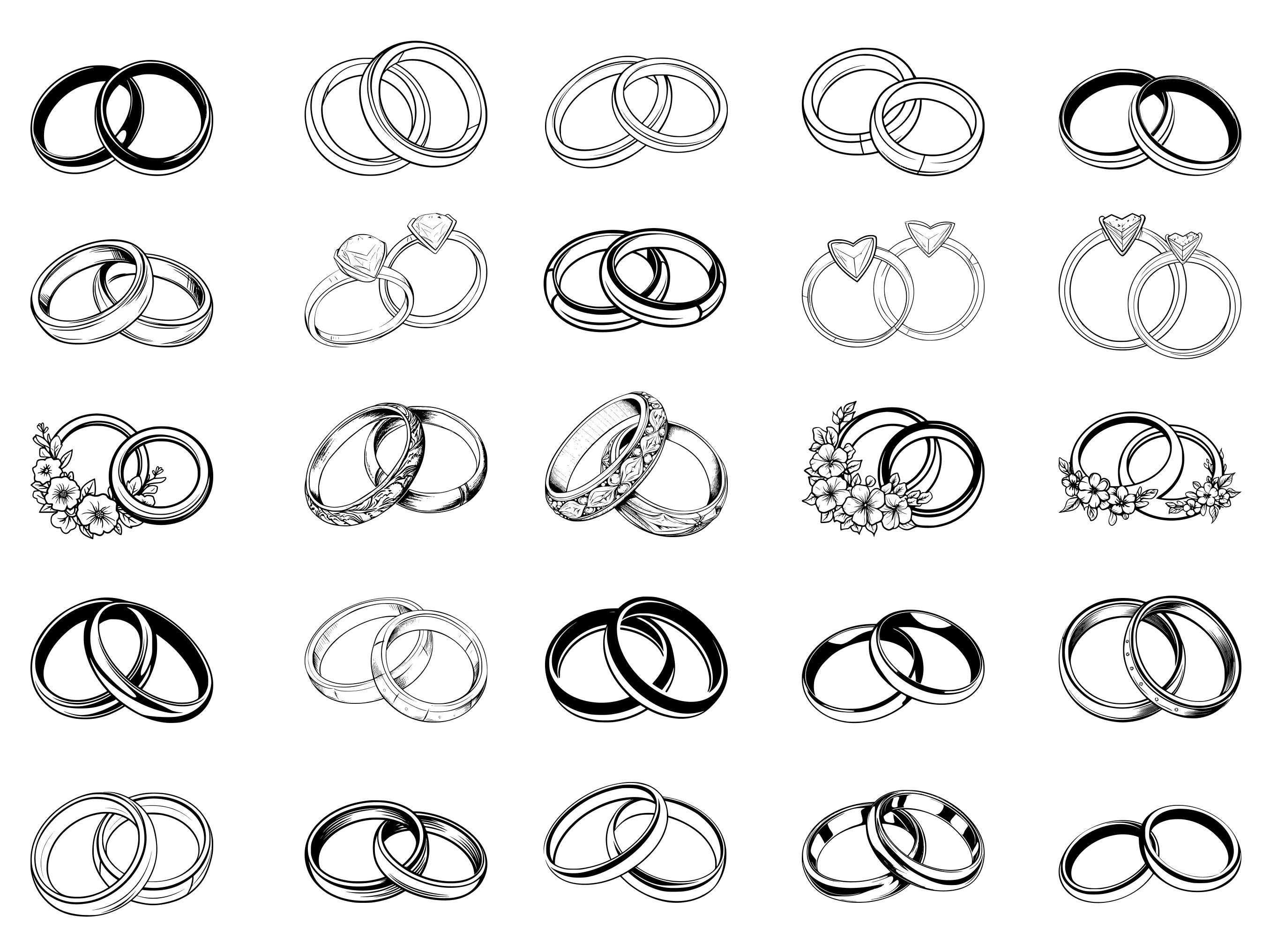 Wedding Ring SVG Files, Engagement Ring SVG Vector Files, Groom and ...