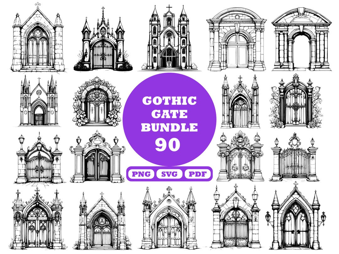 Gothic Gate SVG Bundle: Cathedral Window, Castle Outline - Etsy