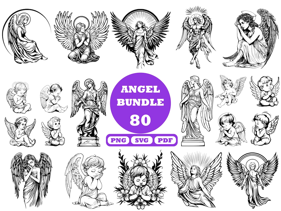 Angel Svg Bundle, Baby Angel Svg, Guardian Angel Svg, Angle Child Svg ...