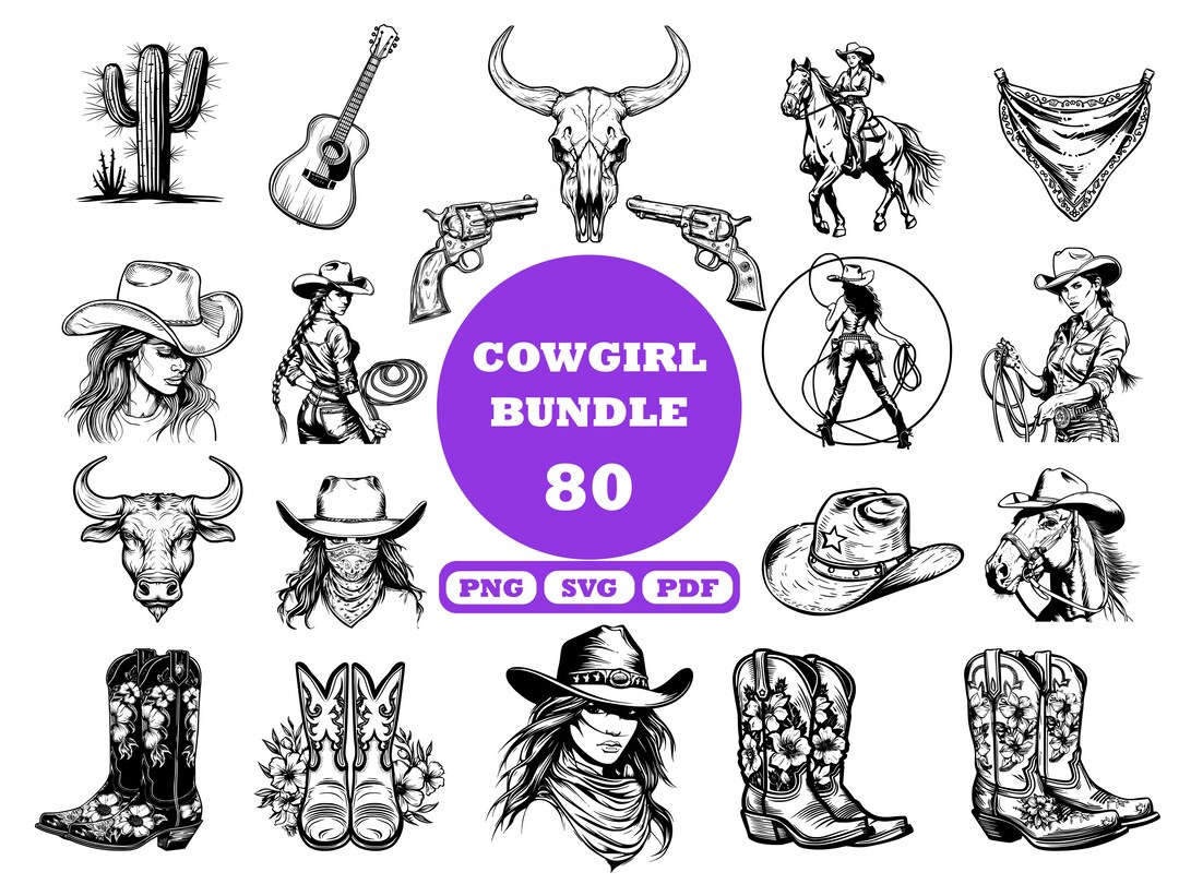 Cowgirl SVG Bundle, Cowgirl Boots Svg, Floral Country Boots Svg, Let's ...
