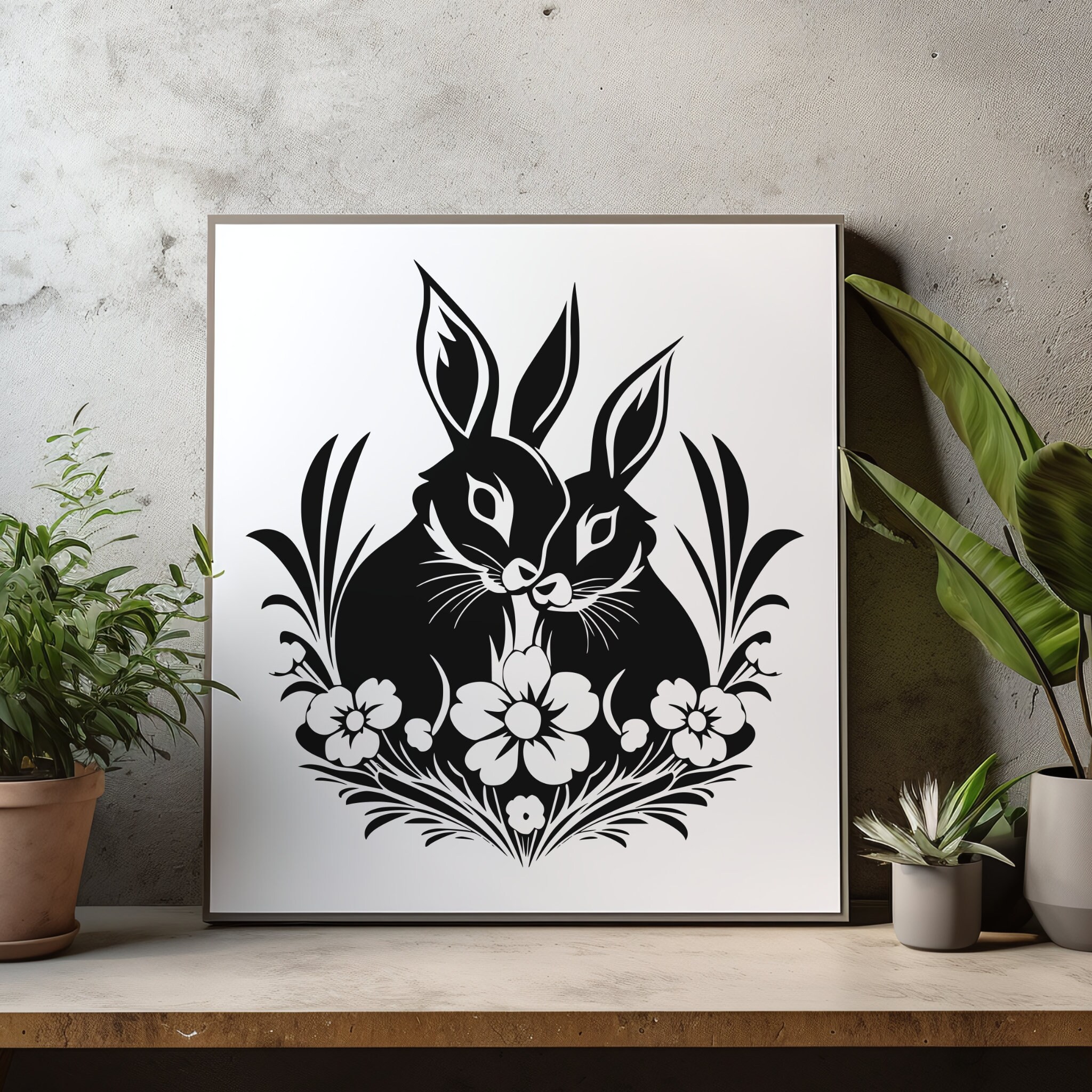 Floral Rabbit Svg, Floral Bunny Bundle, Bunny With Flower Svg, Rabbit ...