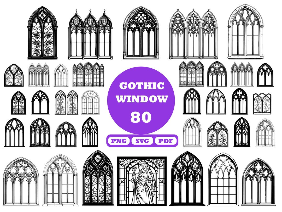 Gothic Window SVG Bundle, Church Window SVG, Gothic Window Vector ...