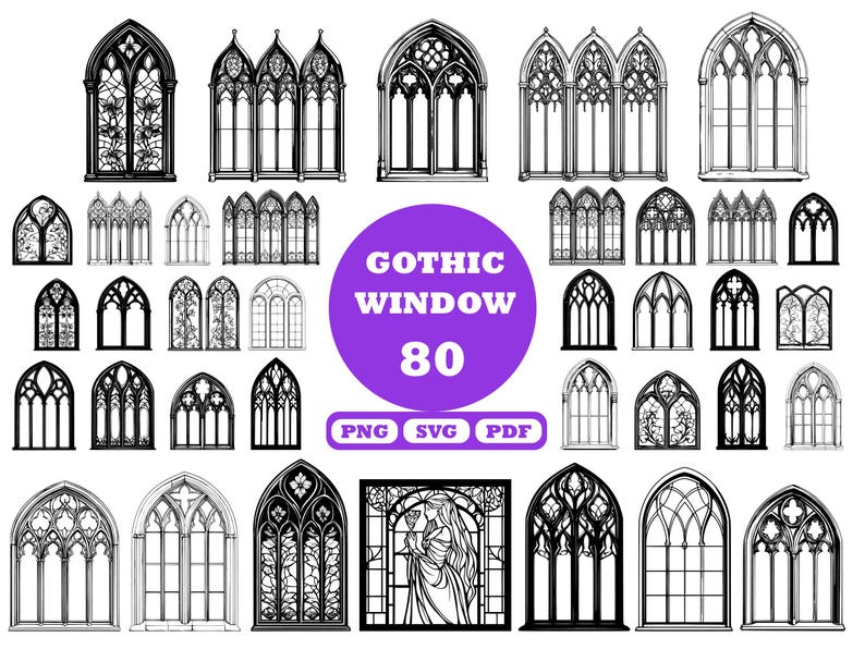 Gothic Window SVG Bundle, Church Window SVG, Gothic Window Vector ...