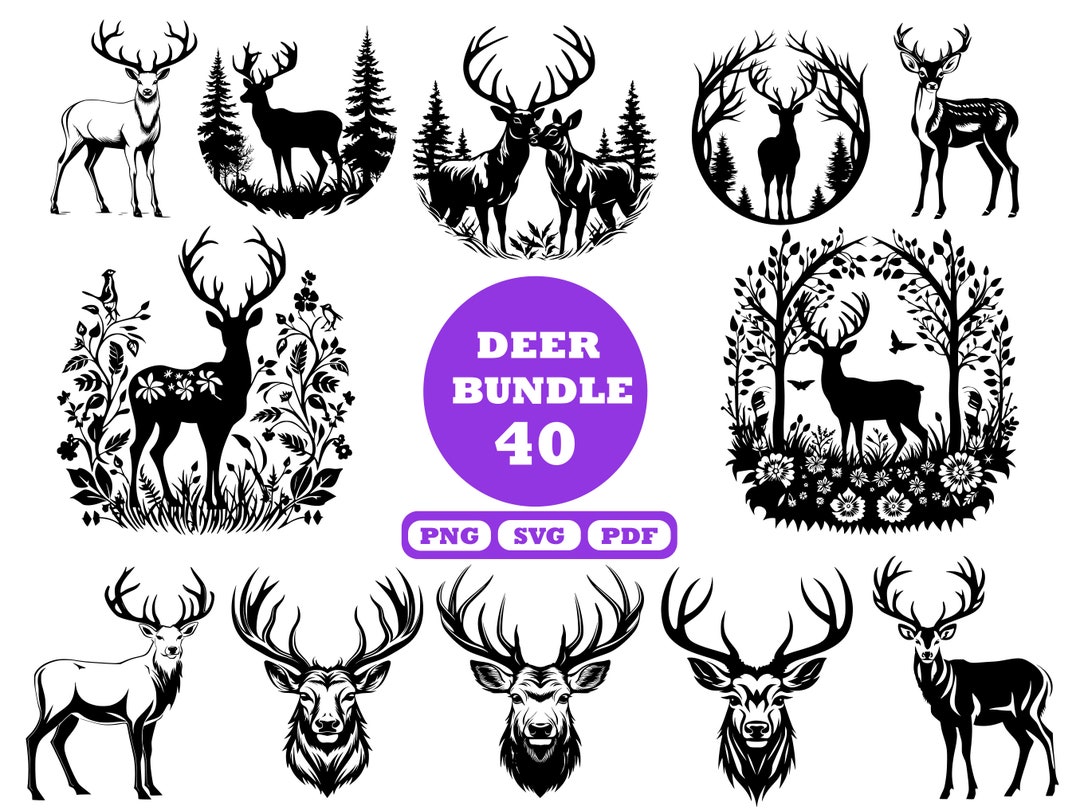 Deer SVG Bundle: Forest Wildlife Cut Files - Etsy