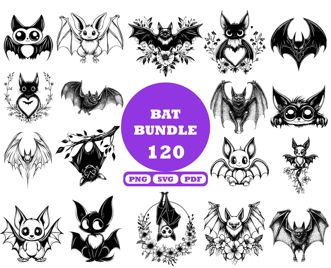 Bat Bundle SVG, Bat Svg Png Bundle, Bat Silhouette, Halloween Bat Svg ...