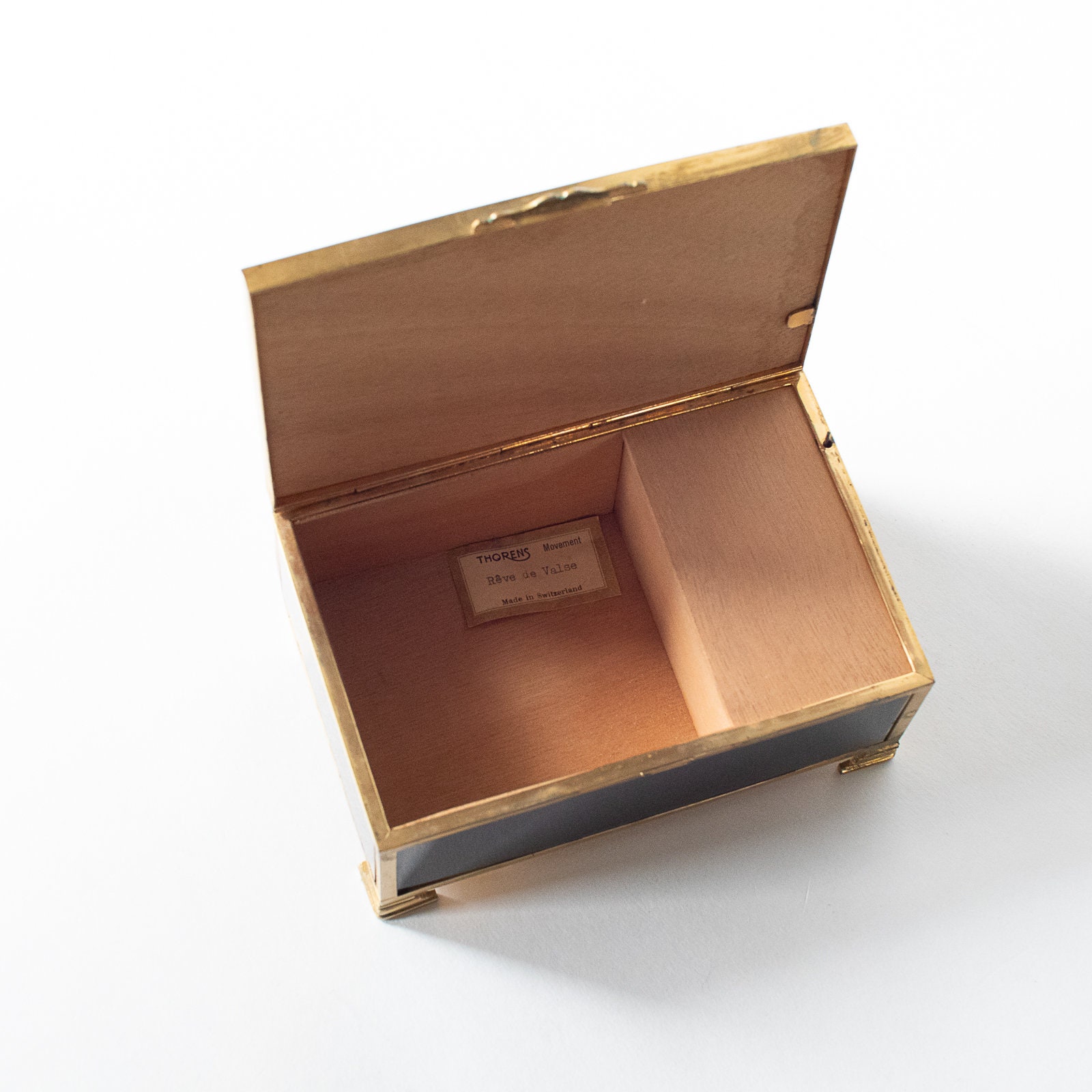 Black Lacquer Music Box, Made in France, Thorens Swiss Movement, Gold ...