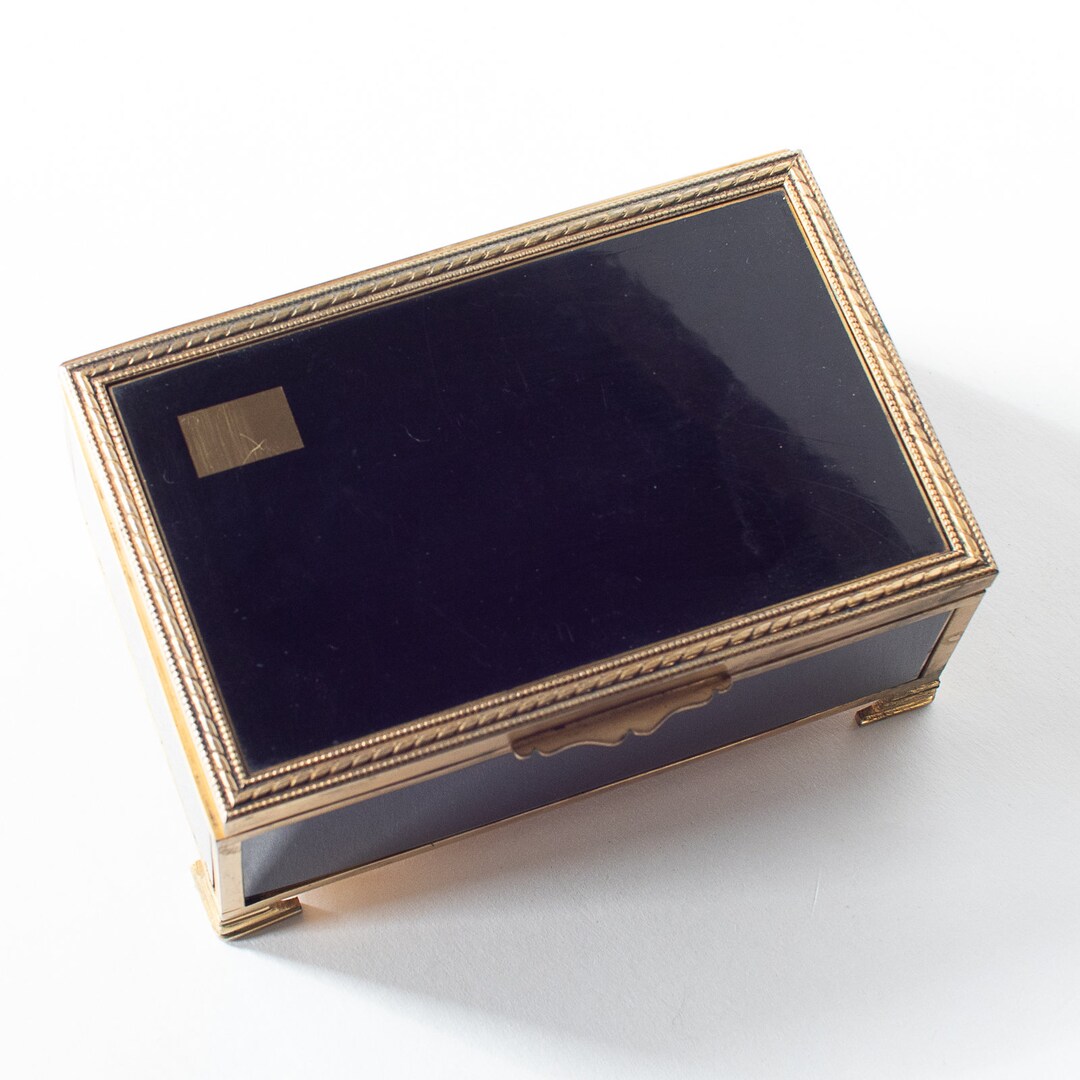 Black Lacquer Music Box, Made in France, Thorens Swiss Movement, Gold ...